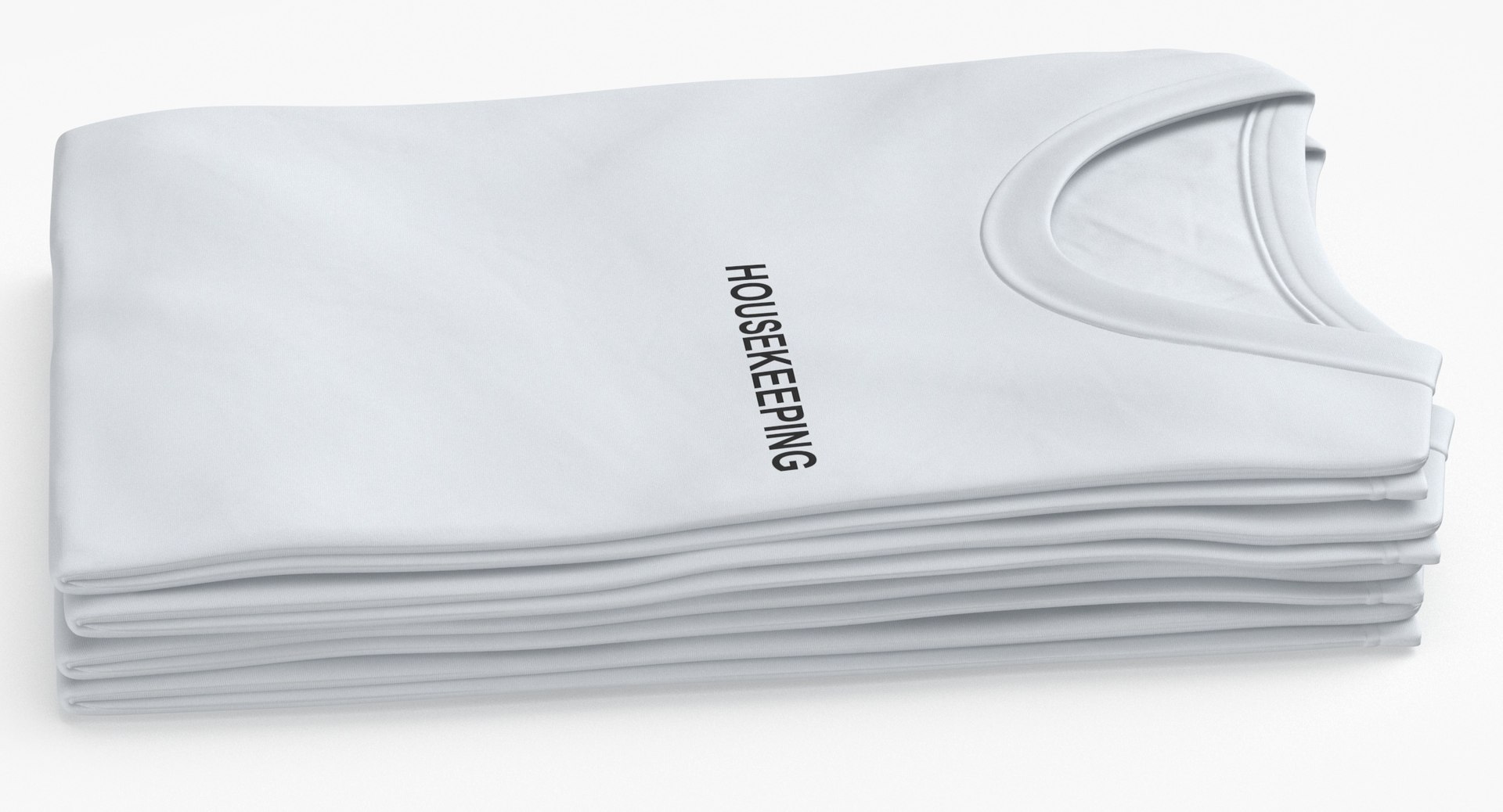 Female Crew Neck Folded Stacked White Housekeeping 01 3D model ...