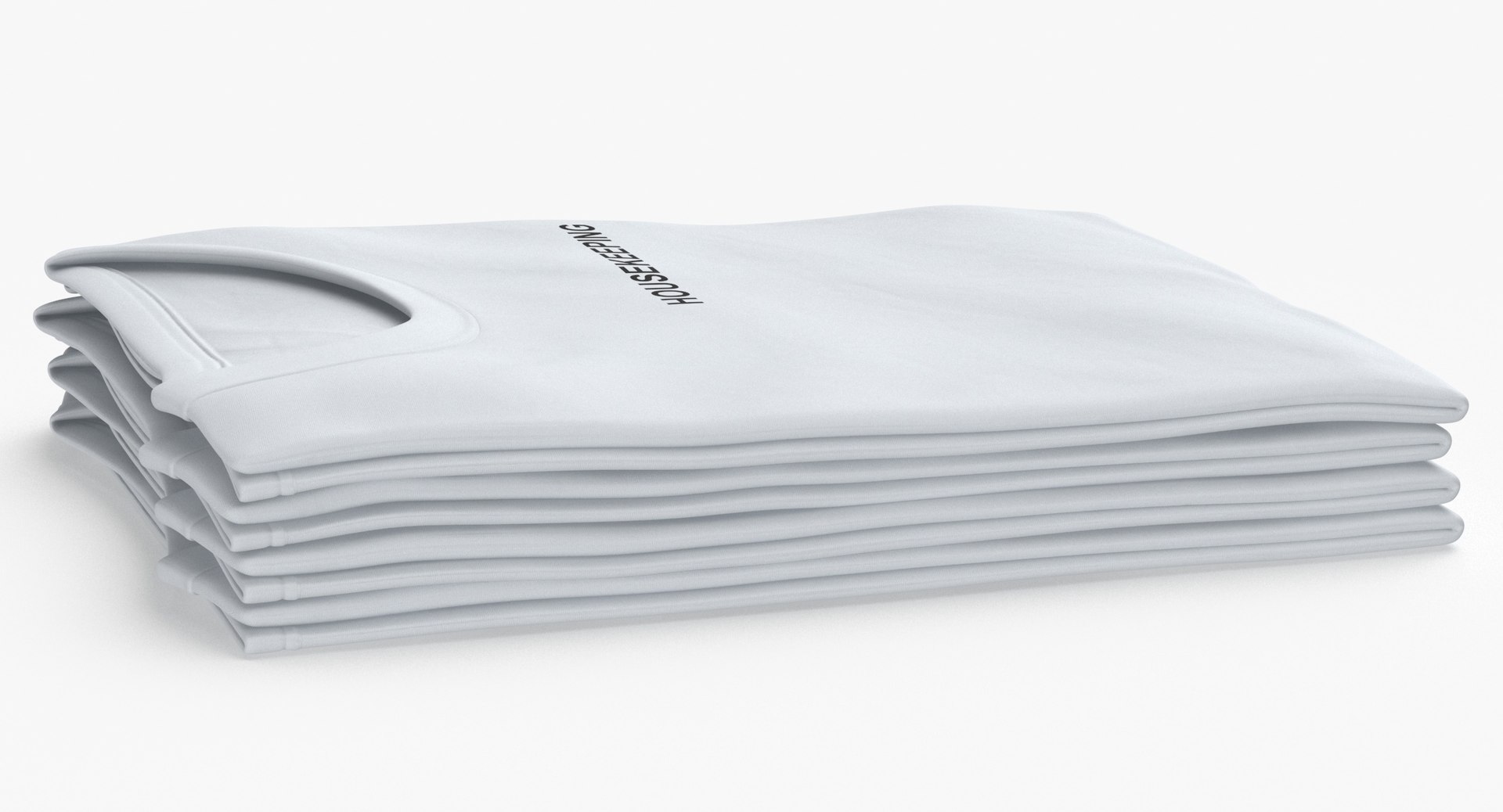 Female Crew Neck Folded Stacked White Housekeeping 01 3D model ...