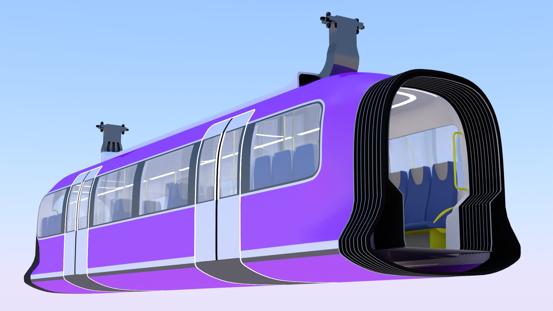 3D Elevated Train Middle Coach - TurboSquid 2207852