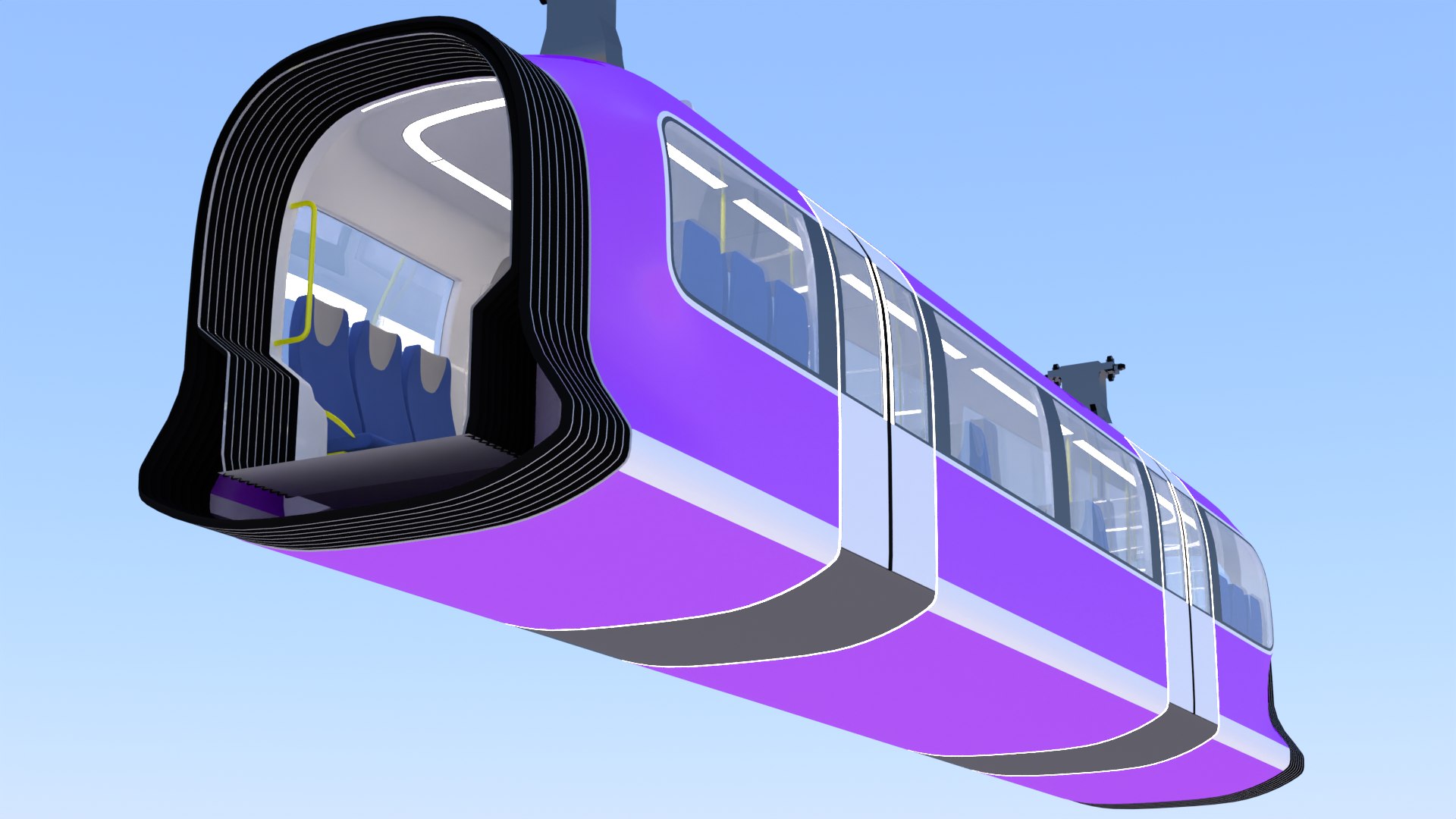 3D Elevated Train Middle Coach - TurboSquid 2207852