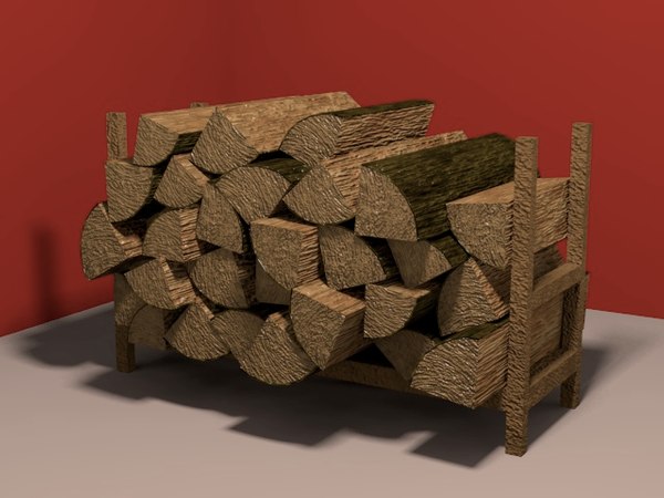 stacked firewood 3d obj