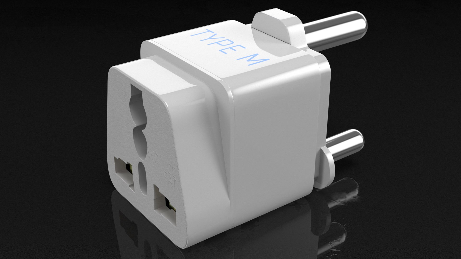 3D Type M Electrical Plug Adapter White - TurboSquid 1841235