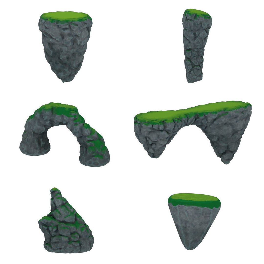 Free Set Ghibli Style Rocks Model - TurboSquid 1755471