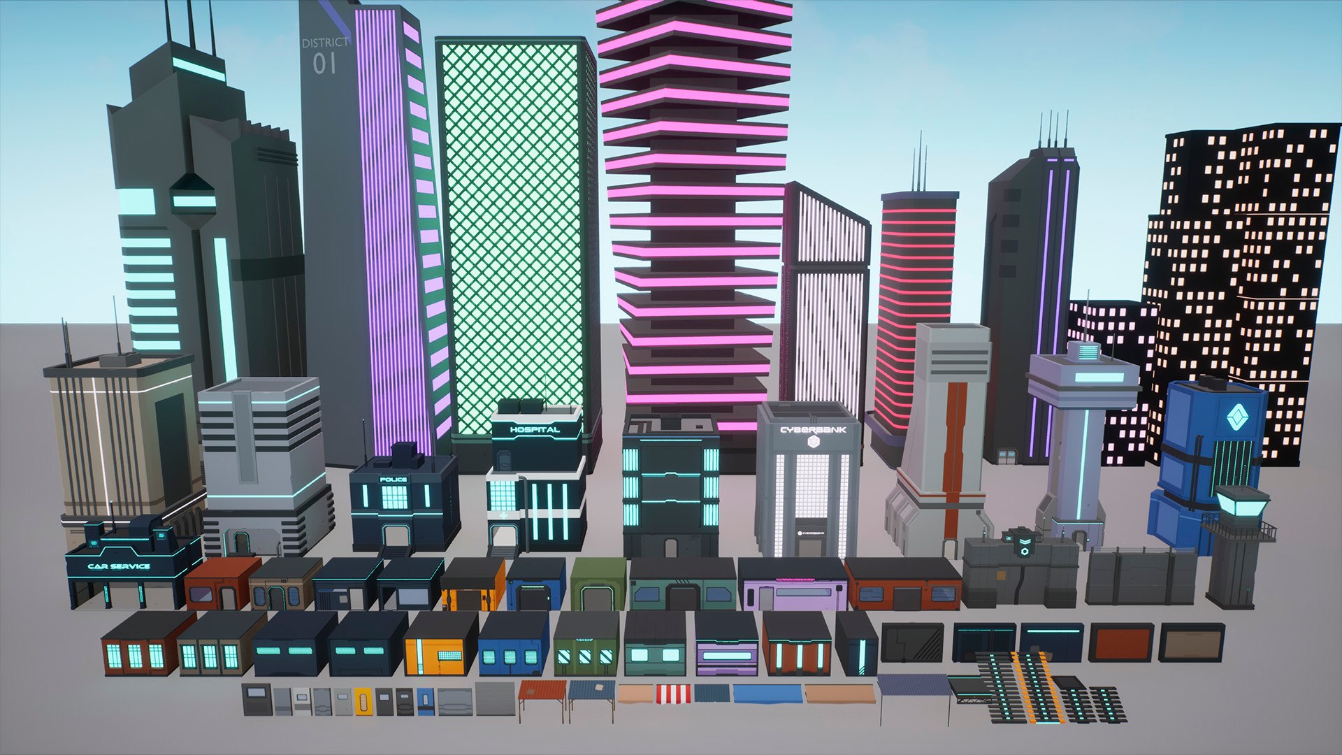 Low Poly Sci-Fi Cyberpunk City 3D Model - TurboSquid 2238436