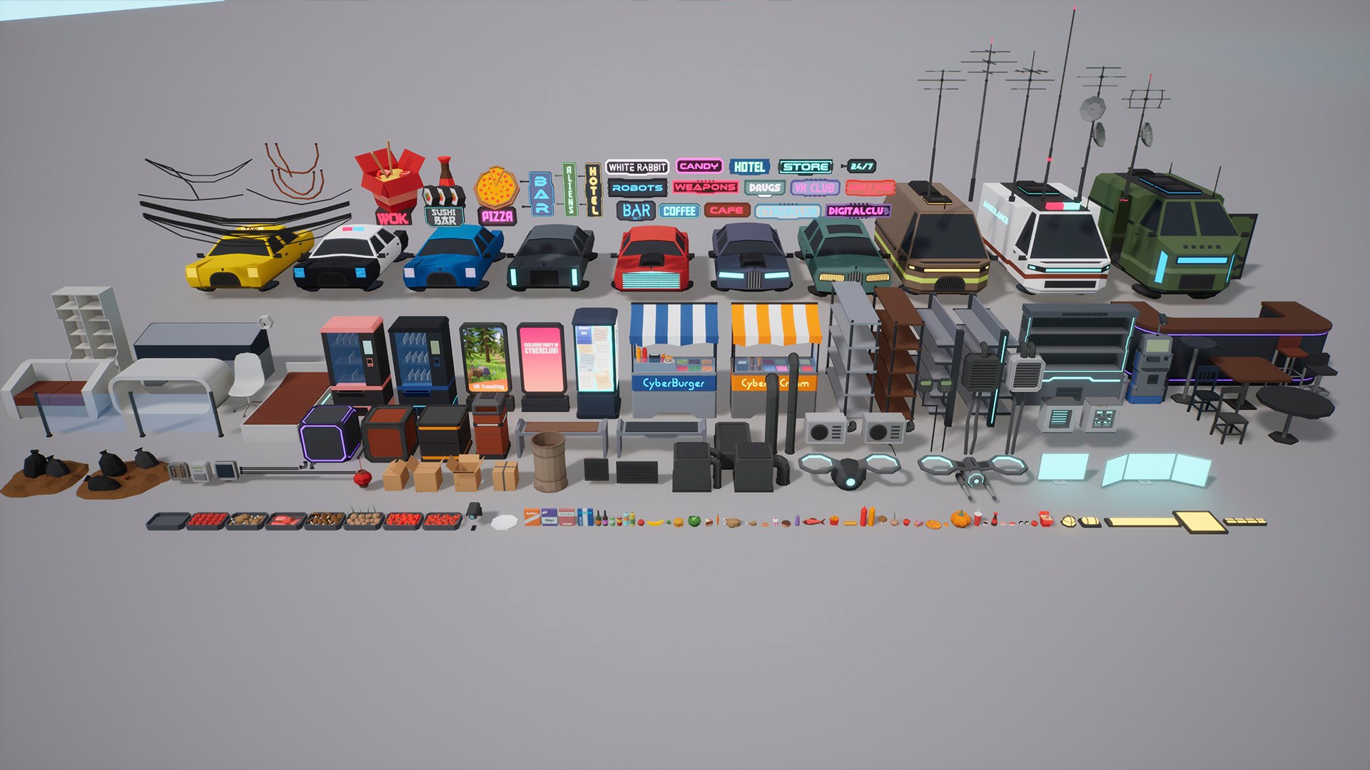 Low Poly Sci-Fi Cyberpunk City 3D Model - TurboSquid 2238436