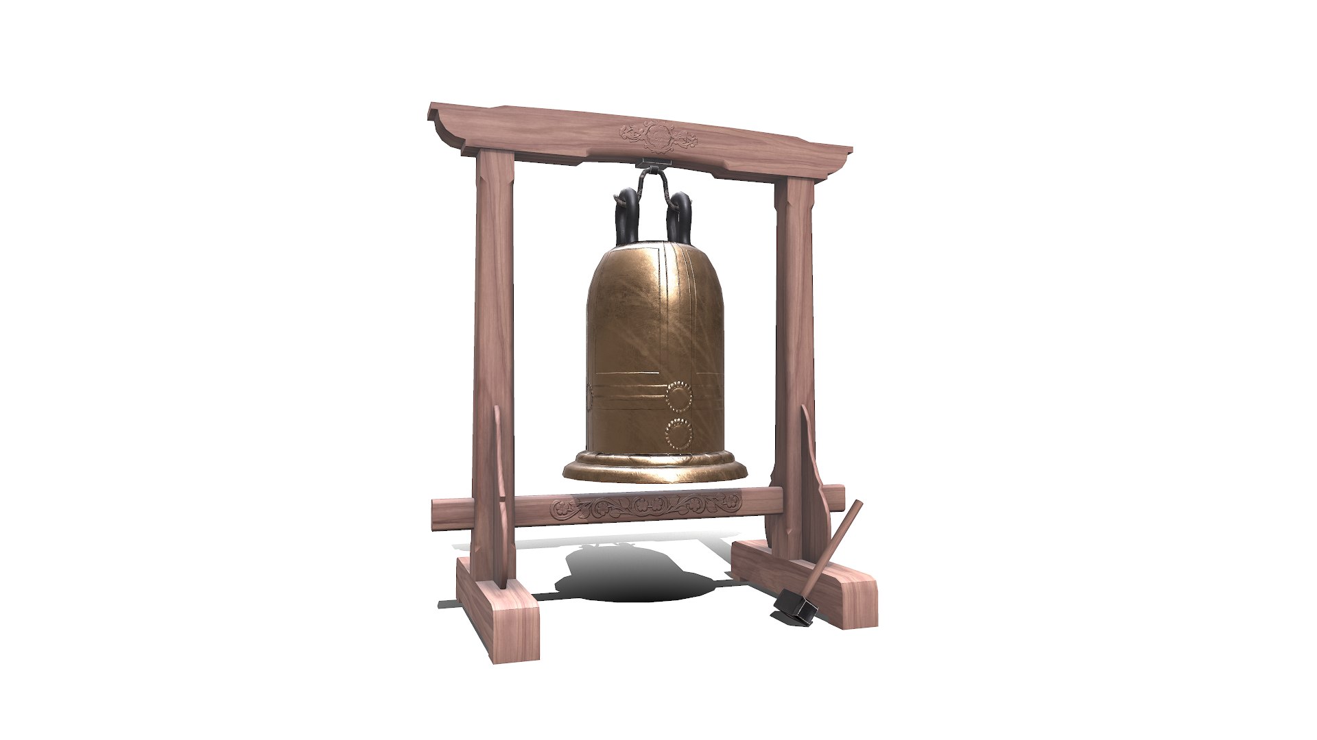 Temple Bell Low-poly PBR 3D - TurboSquid 2036944