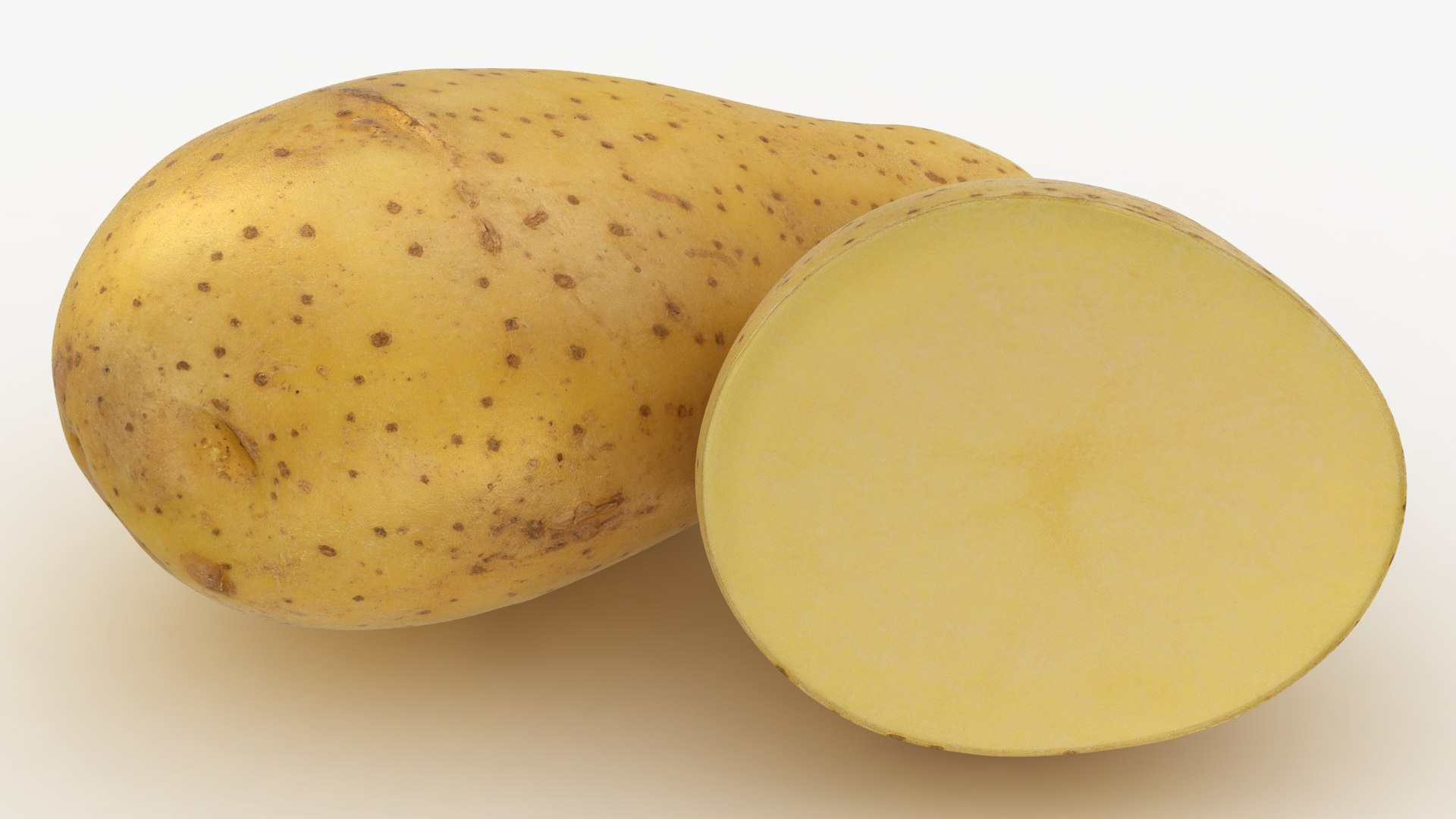 Raw Potato And Half Potato 3D model - TurboSquid 1733216