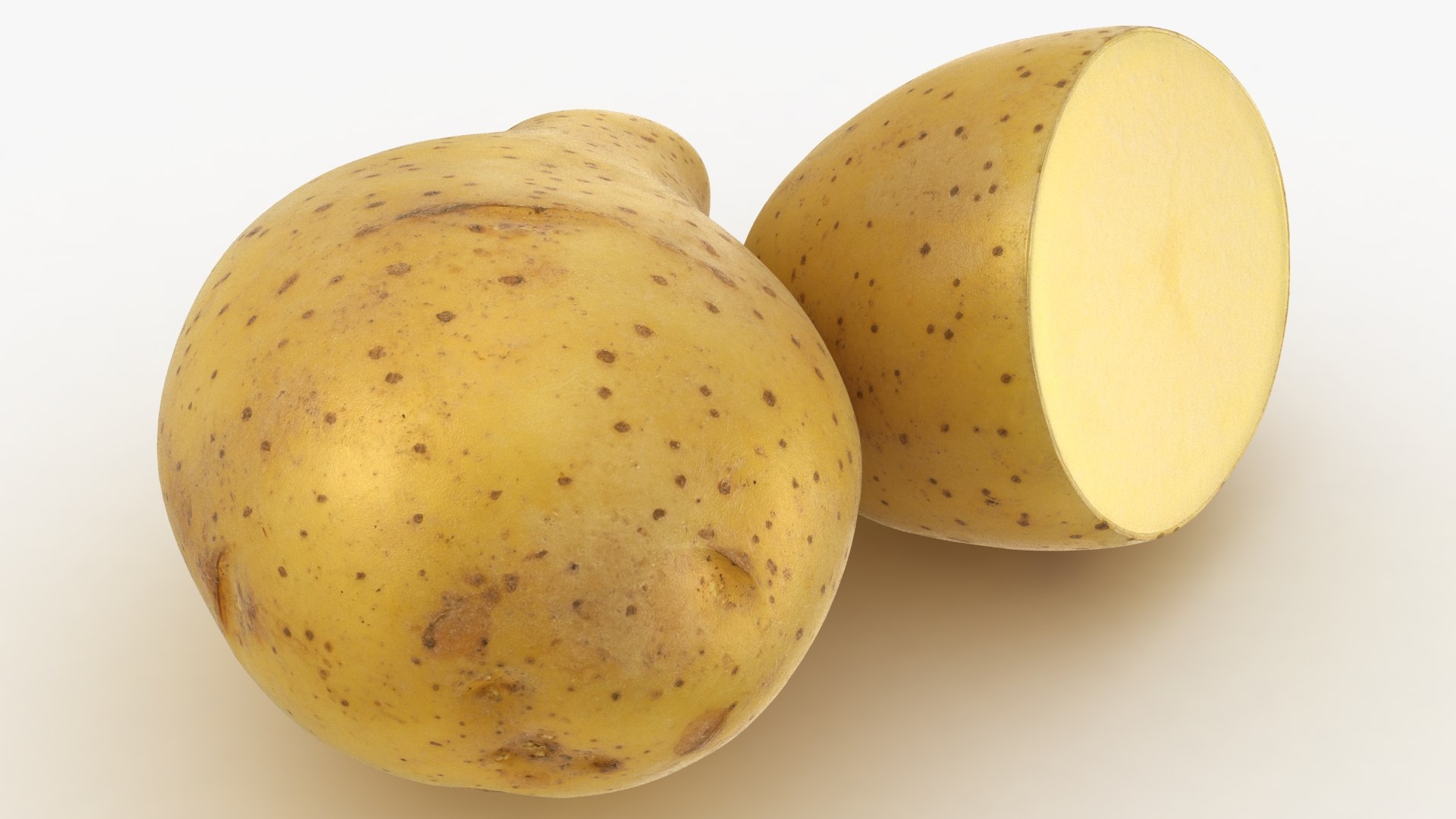 Raw Potato And Half Potato 3D model - TurboSquid 1733216