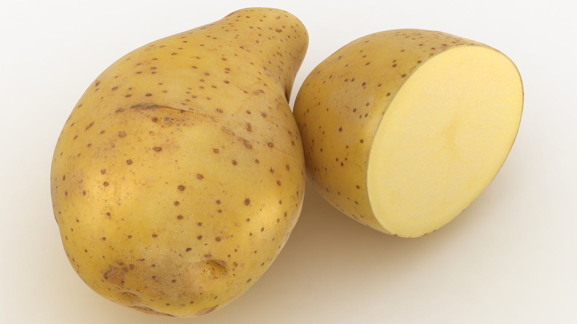 Raw Potato And Half Potato 3D Model - TurboSquid 1733216