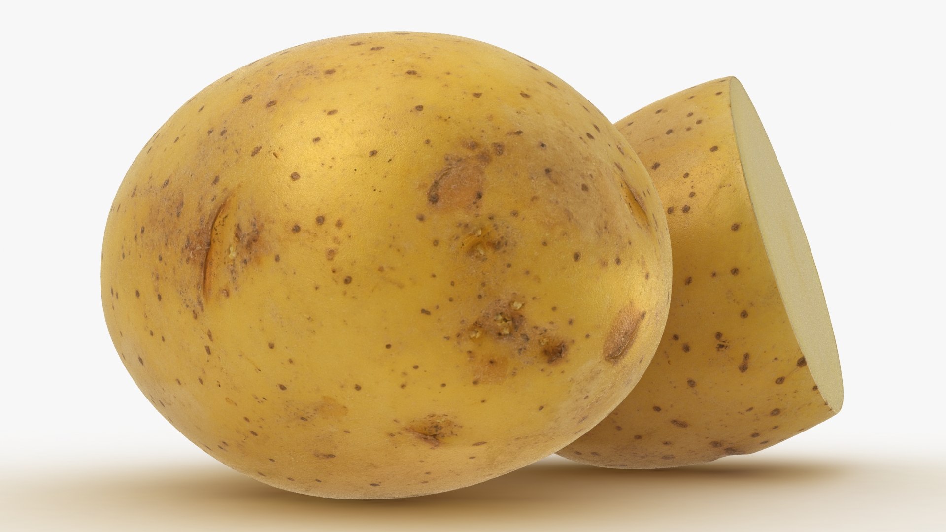 Raw Potato And Half Potato 3D Model - TurboSquid 1733216