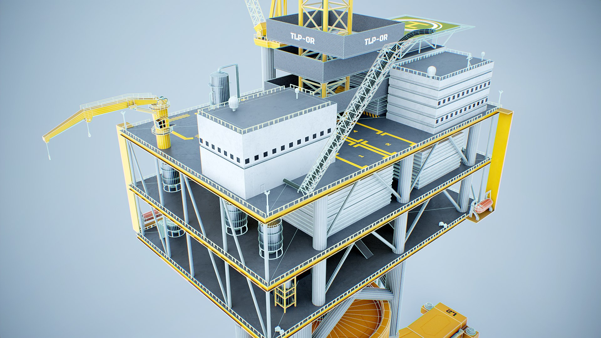 3D Model TPL Tension Leg Oil Platform - TurboSquid 2374531