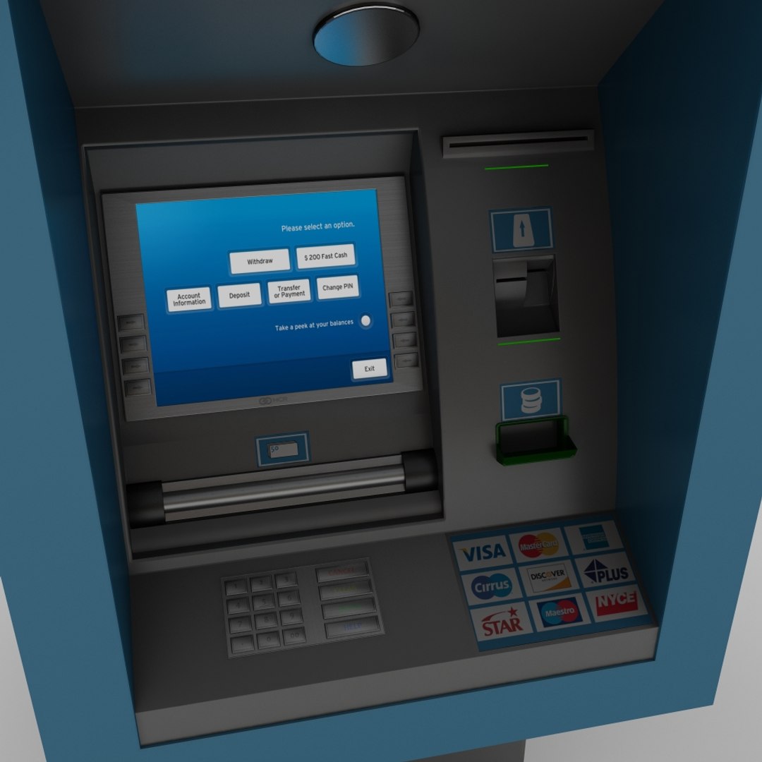 3d Model Wall Type Atm Machine