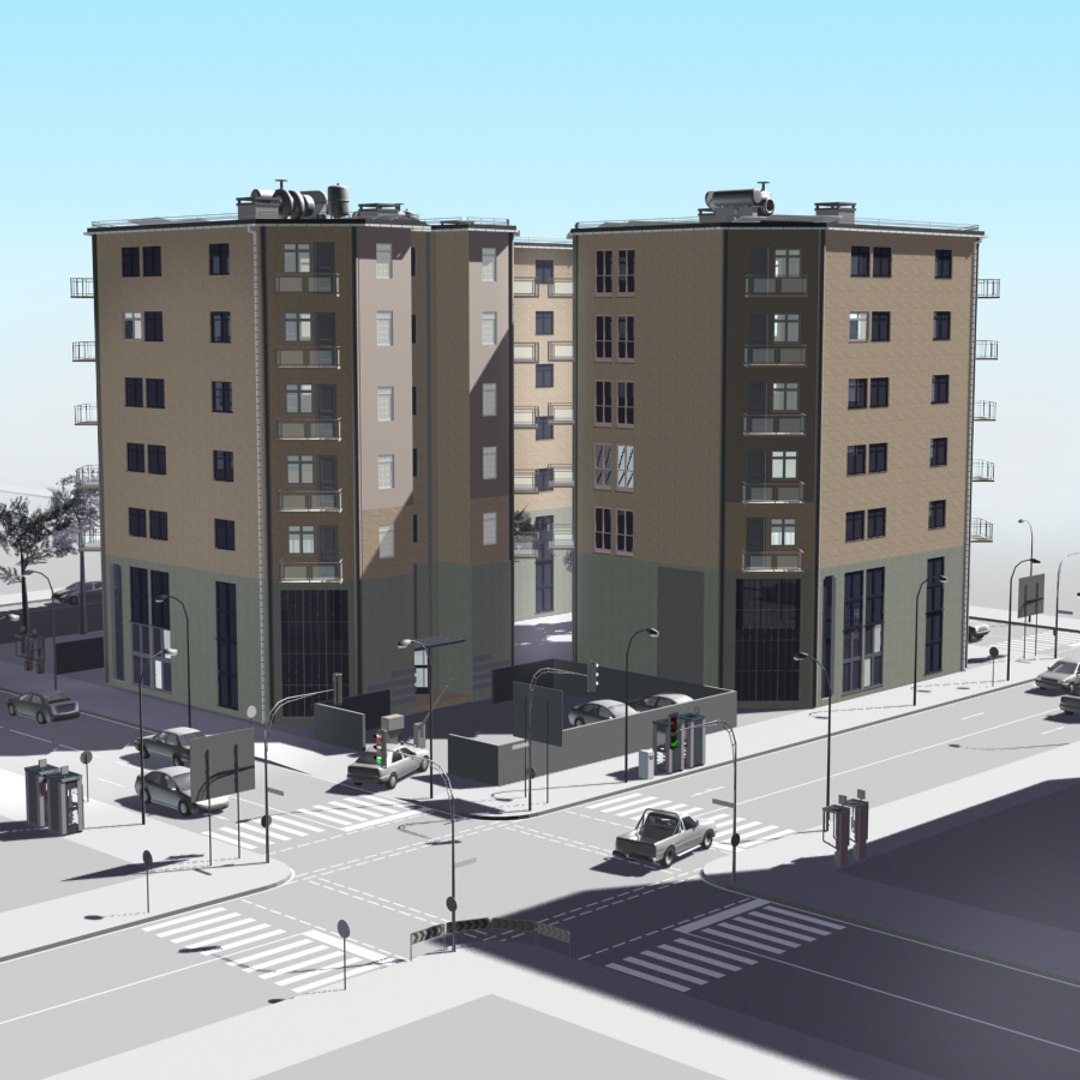 Urban Block Buildings 3d Model