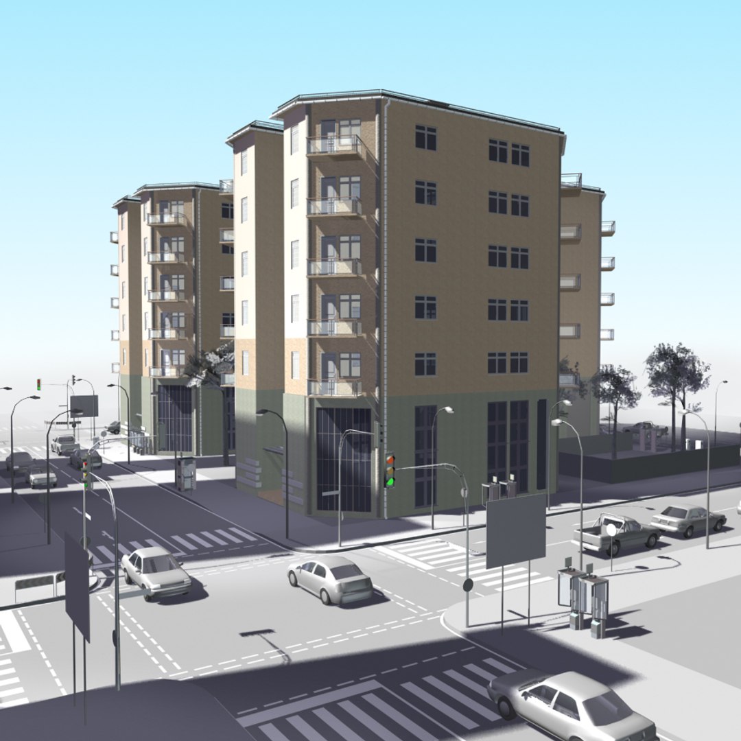 Urban Block Buildings 3d Model