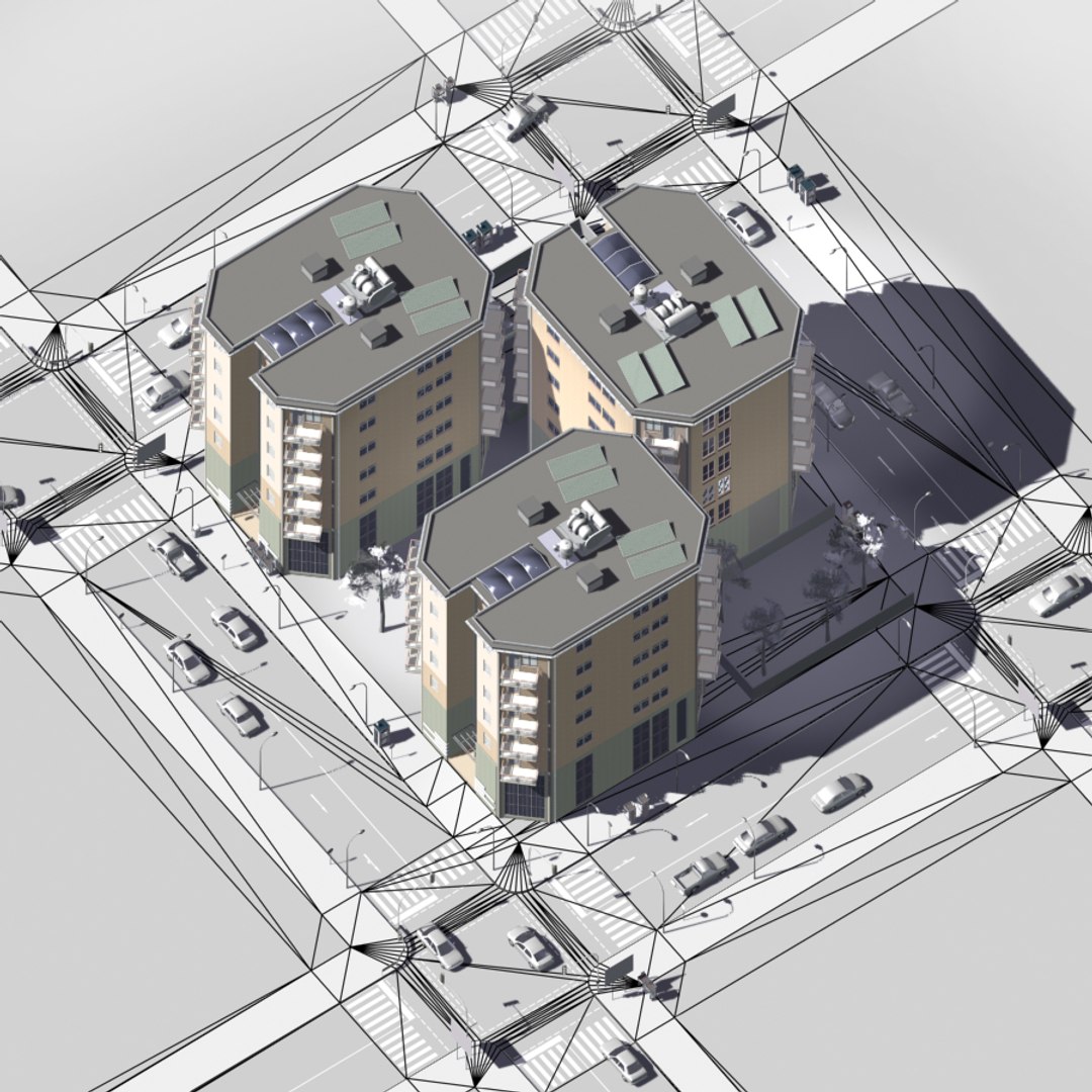Urban Block Buildings 3d Model
