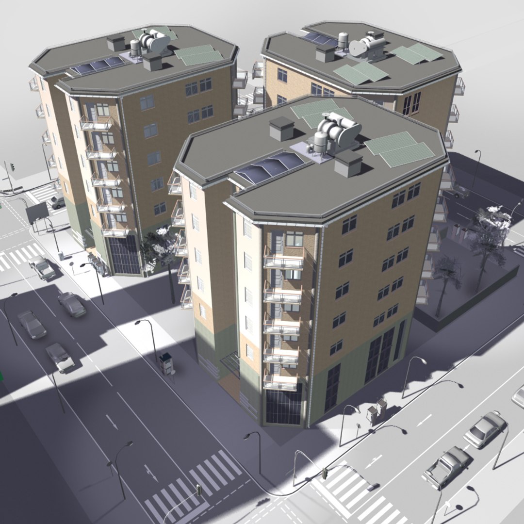 Urban Block Buildings 3d Model