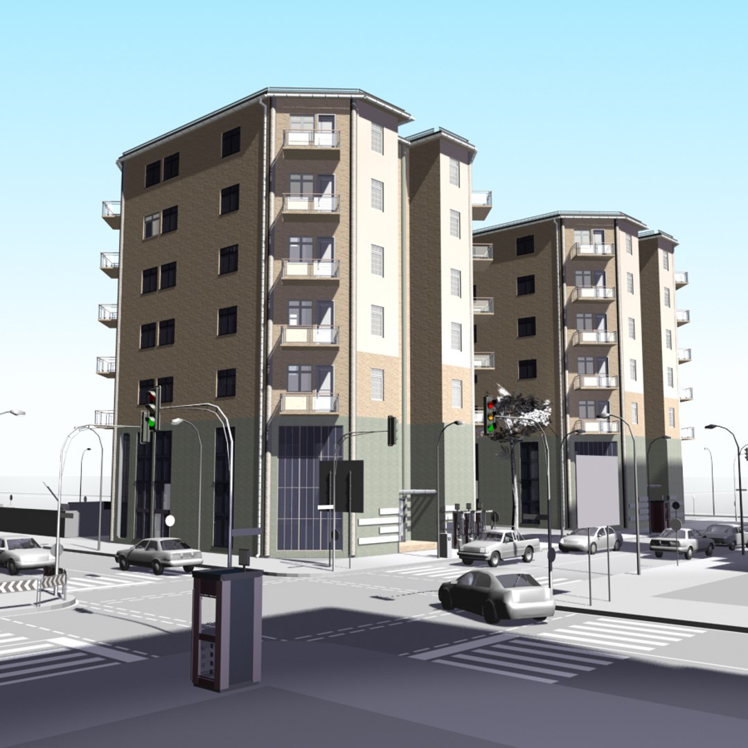 Urban Block Buildings 3d Model