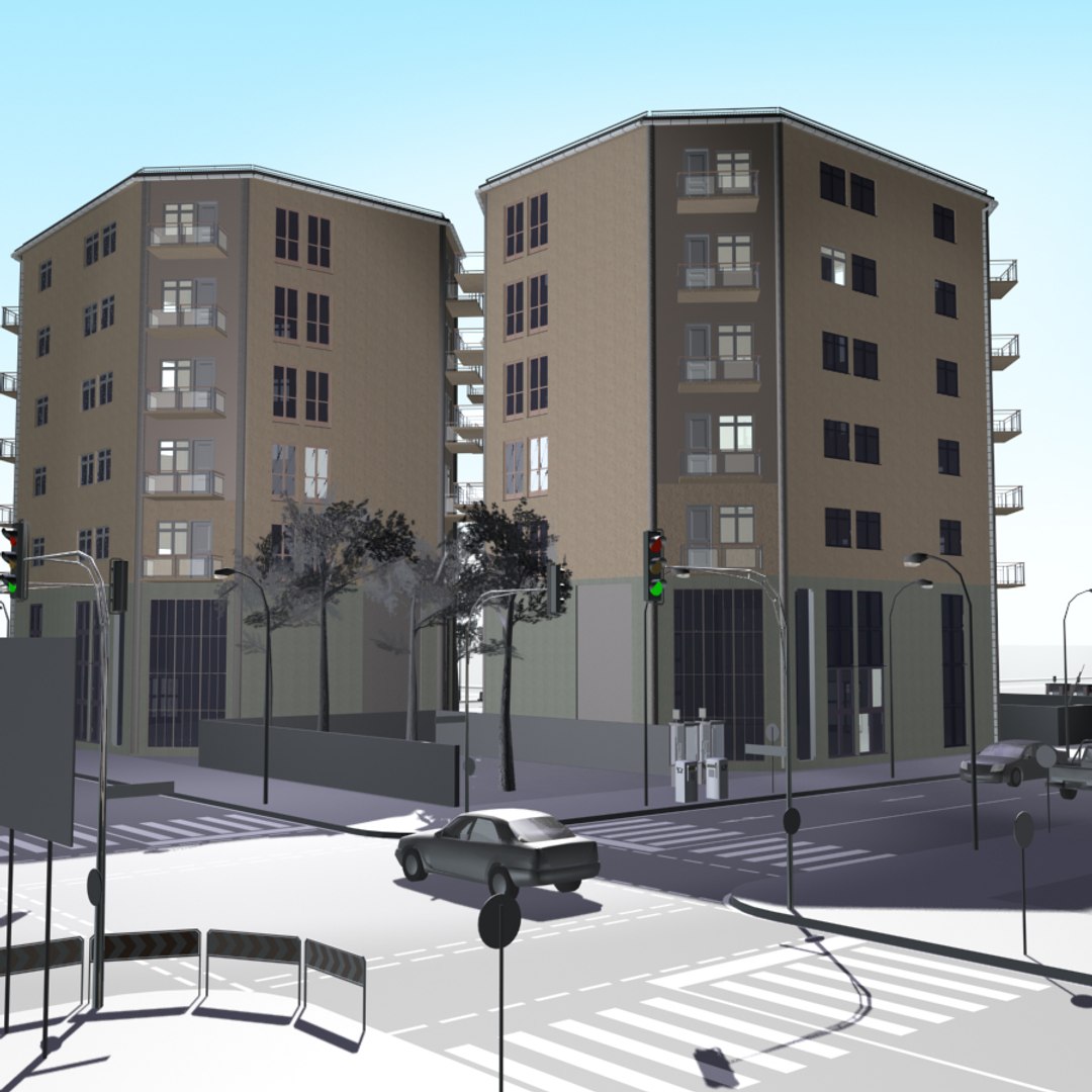 Urban Block Buildings 3d Model