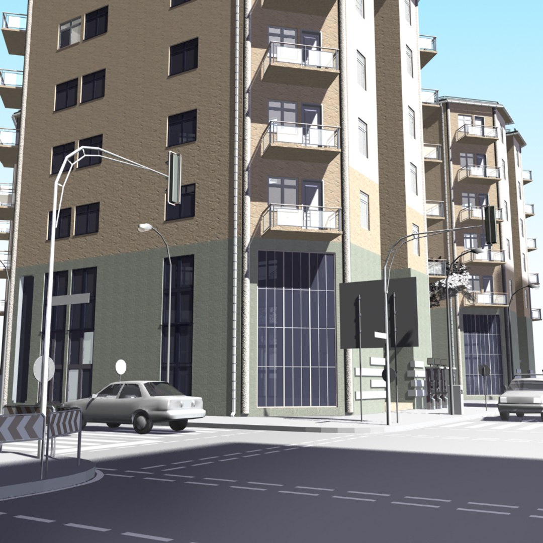 Urban Block Buildings 3d Model
