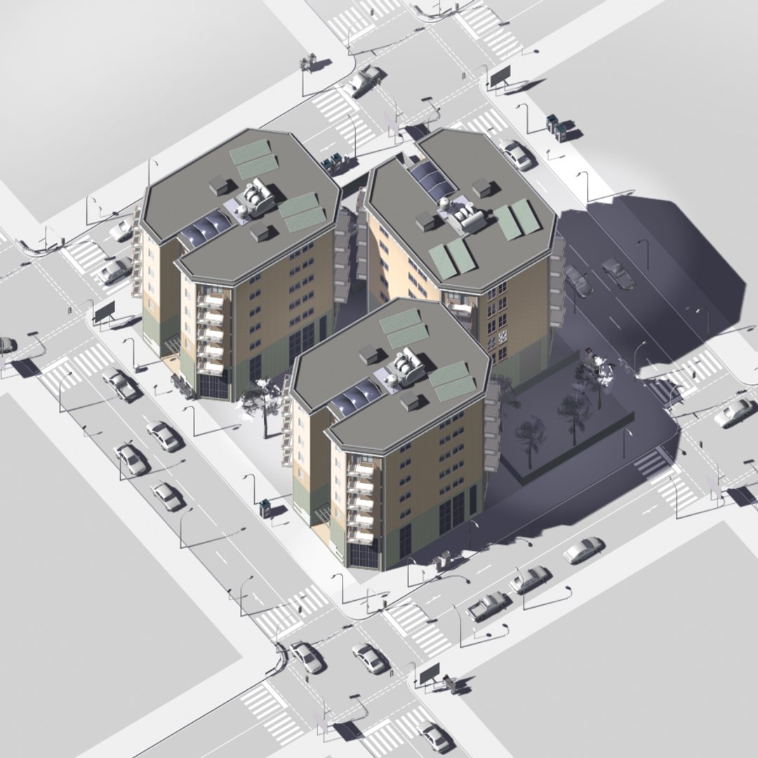 Urban Block Buildings 3d Model