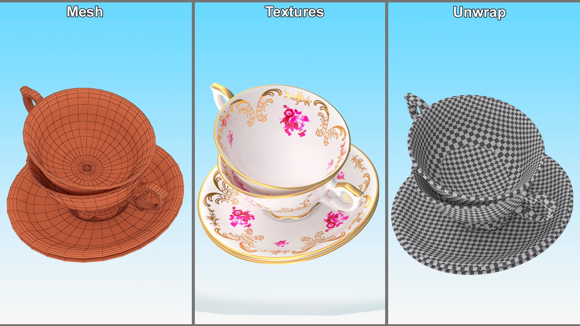 3D Antique Teacups - TurboSquid 2106119