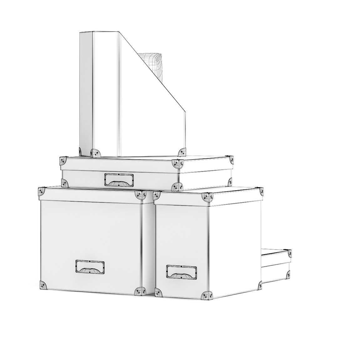 3d Grey Boxes Model