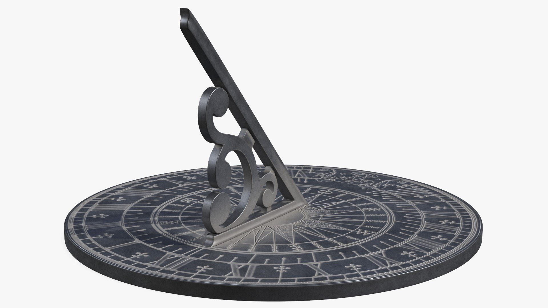 Vintage Horizontal Sundial Sun 3D Model - TurboSquid 1689569