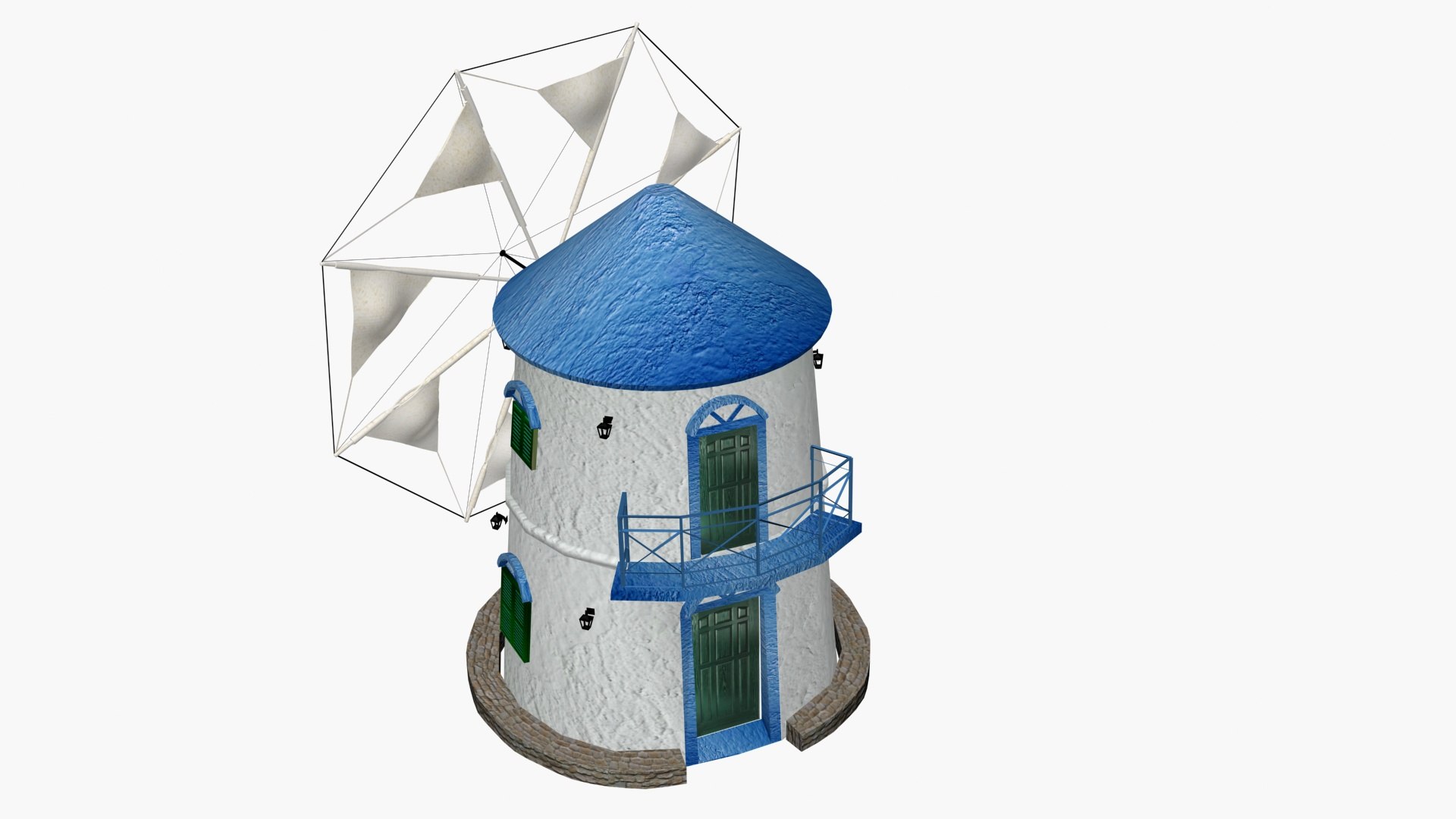 Greek Windmill 3D Model - TurboSquid 2185360