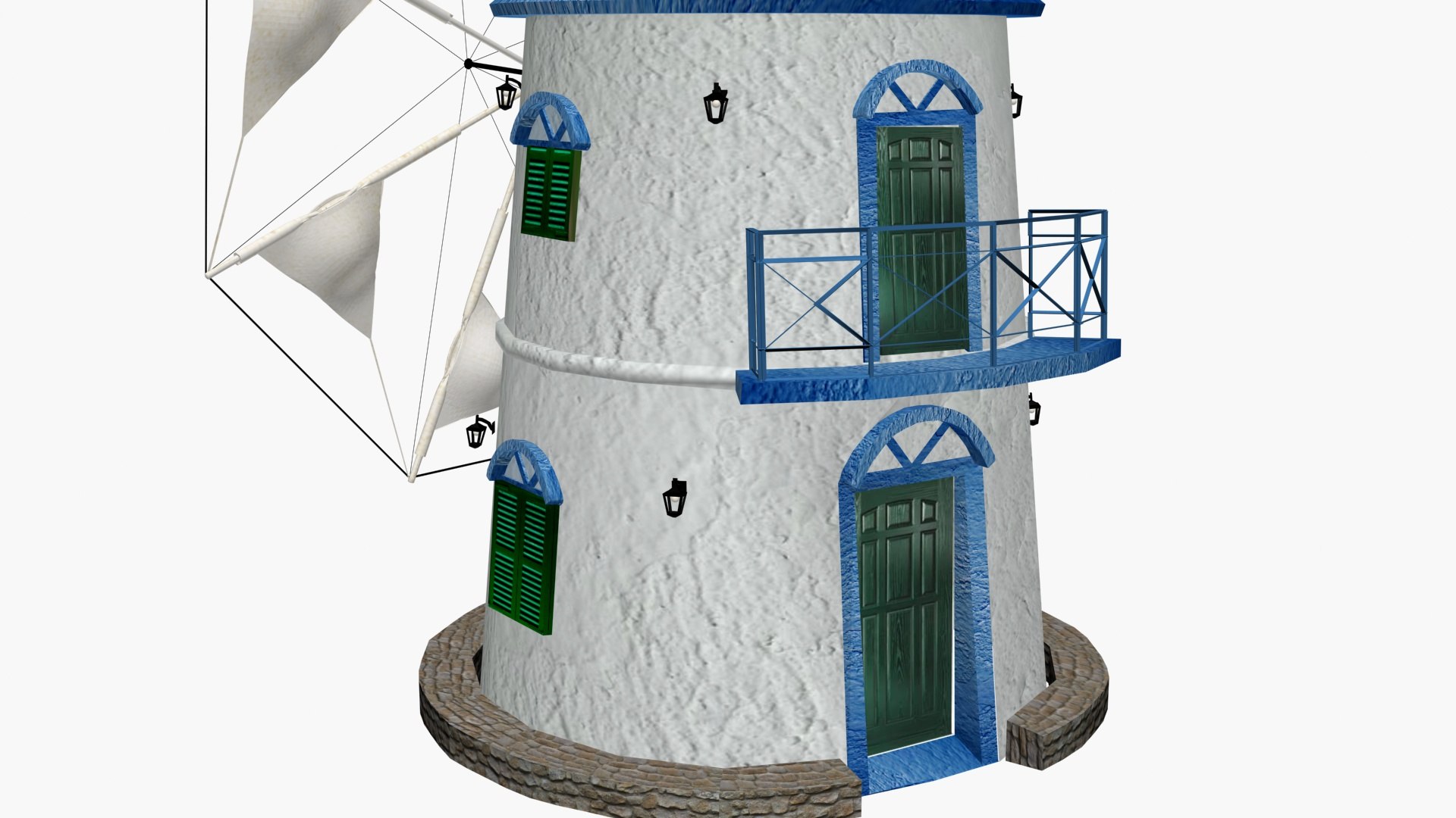 Greek Windmill 3D Model - TurboSquid 2185360