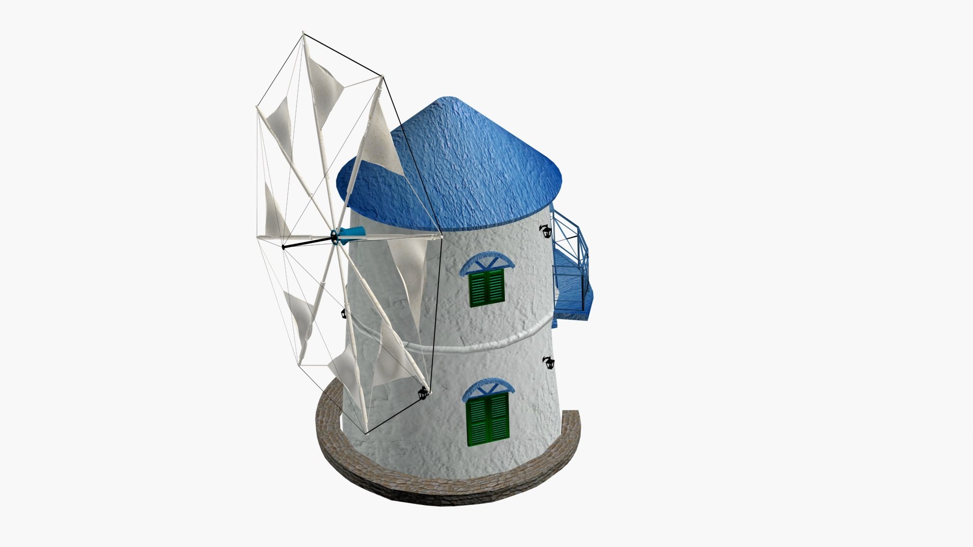 Greek Windmill 3D Model - TurboSquid 2185360
