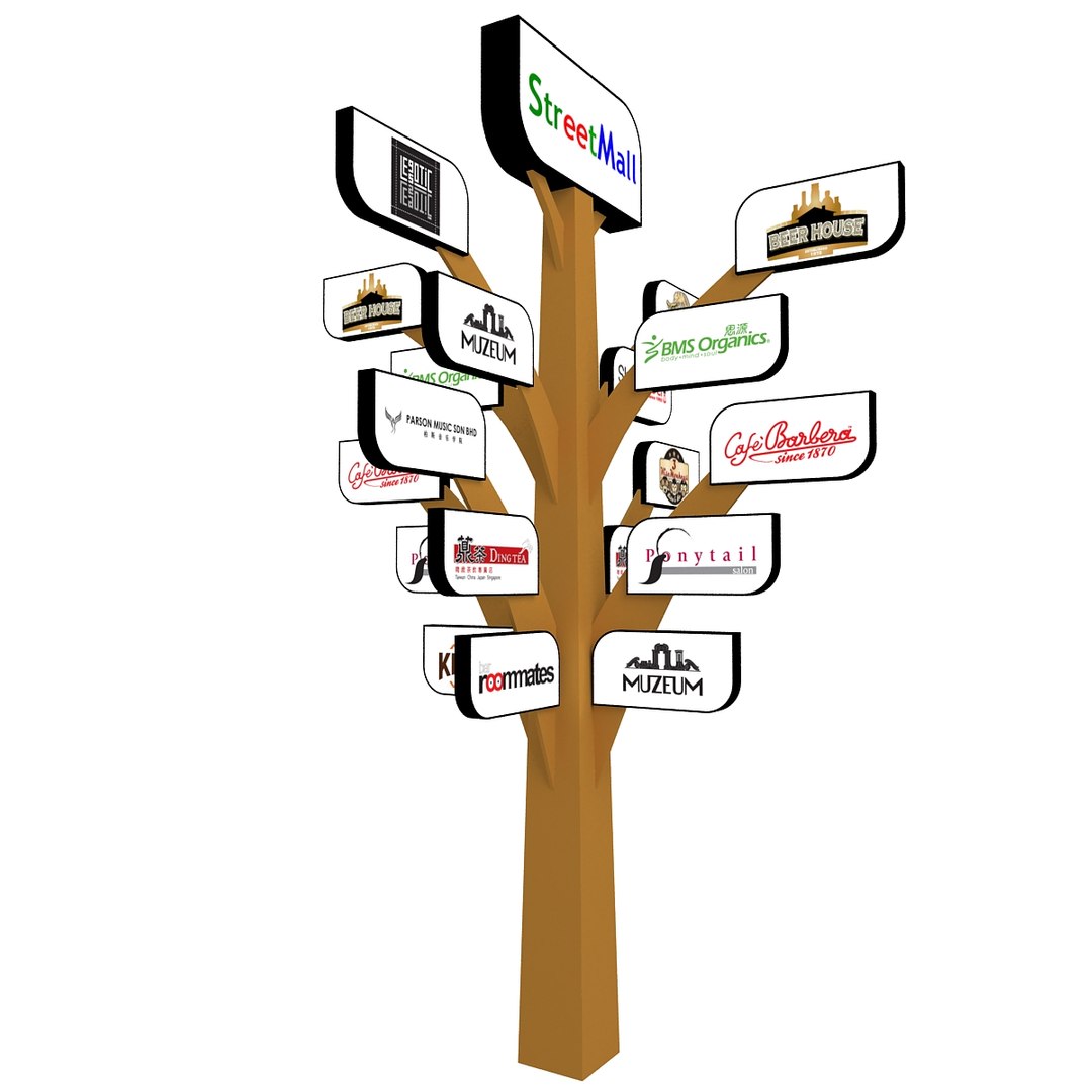 3d tree signboard model