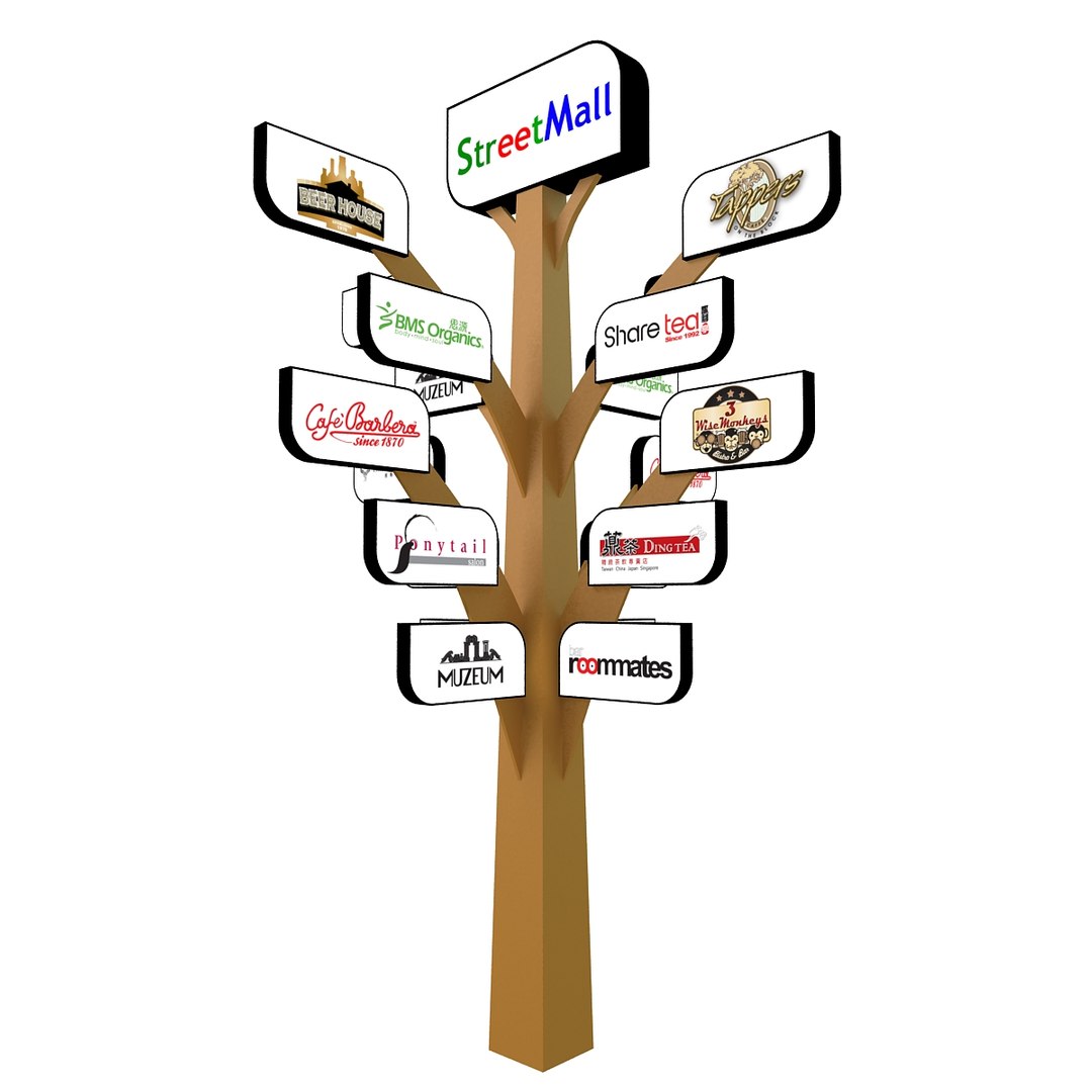 3d tree signboard model