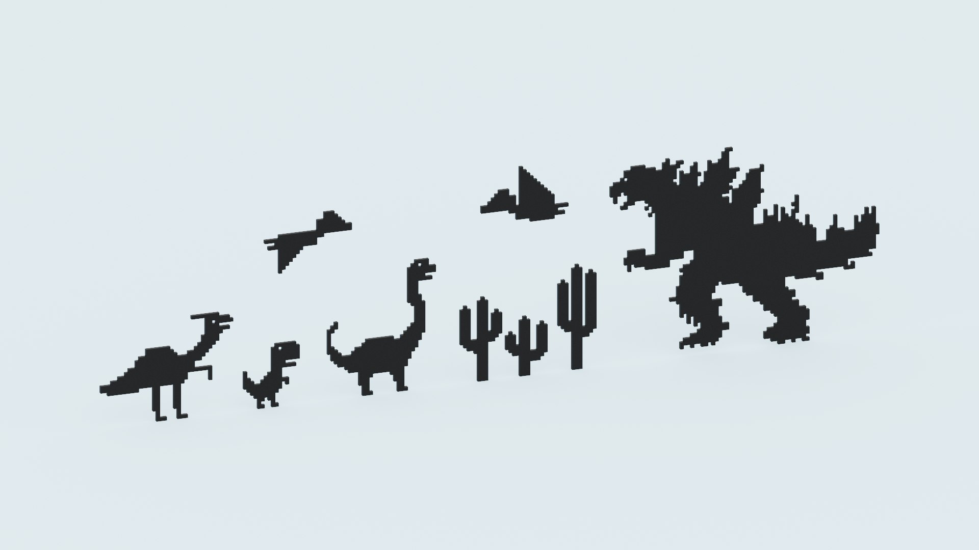 Pixel Dinosaur Pack 3D Model - TurboSquid 2183704