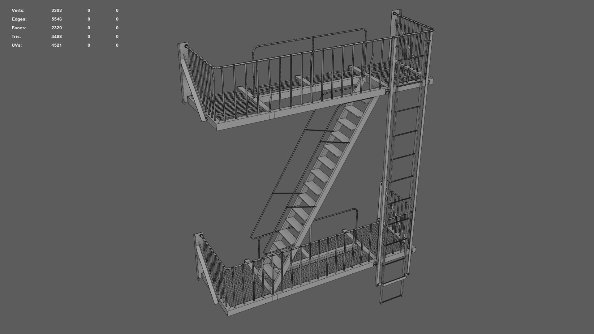 3D Fire Escape Ladder Model - TurboSquid 1720126