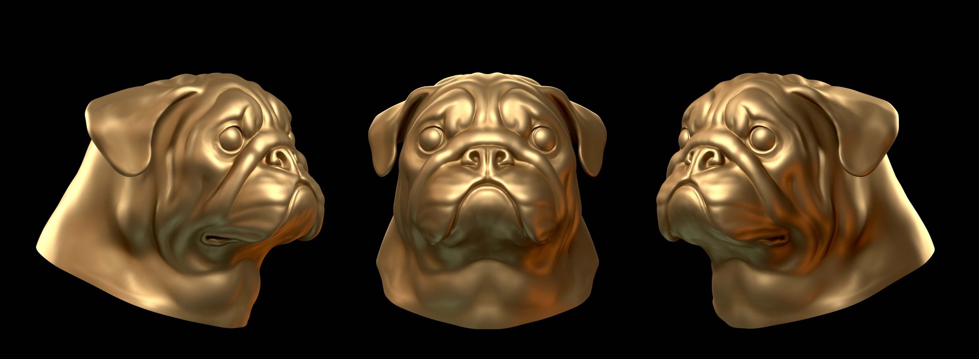Pug Head 3d Model