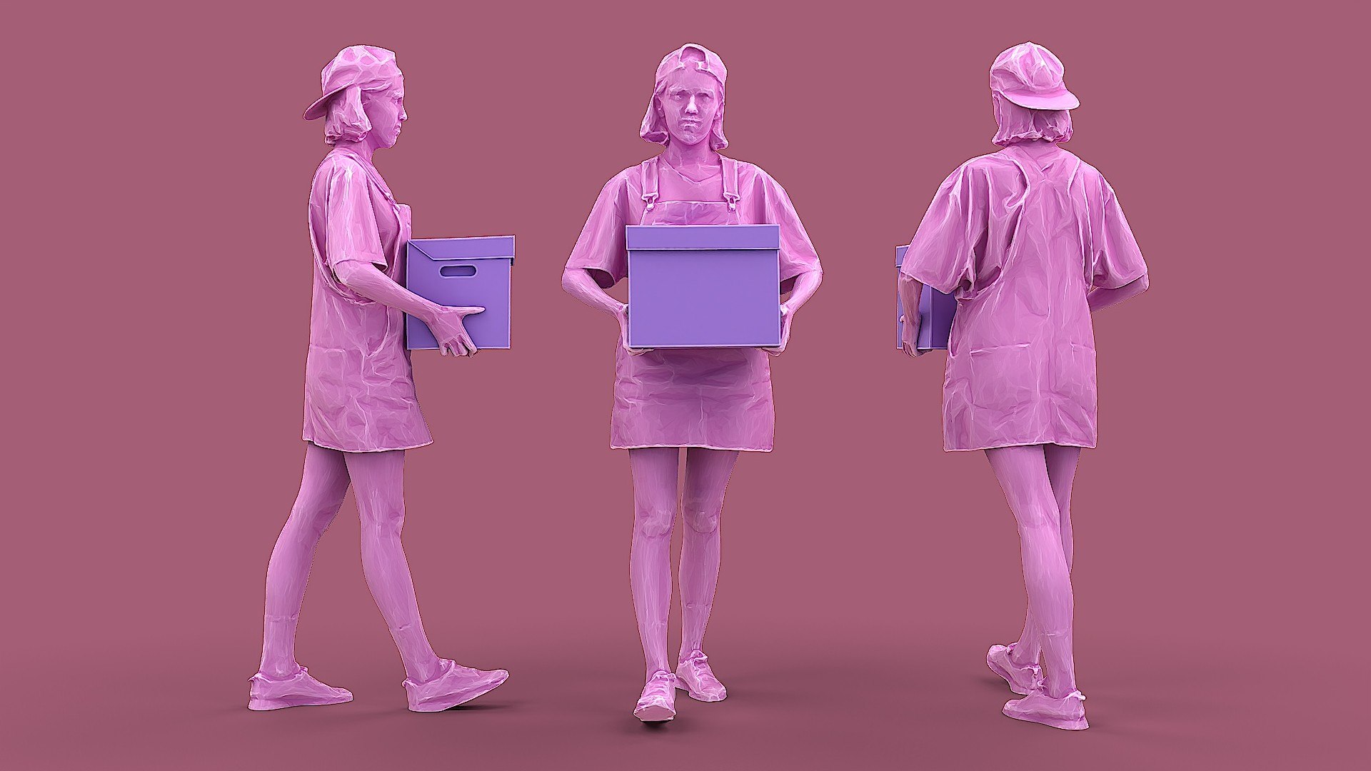 3D Girl With Box - TurboSquid 1852079