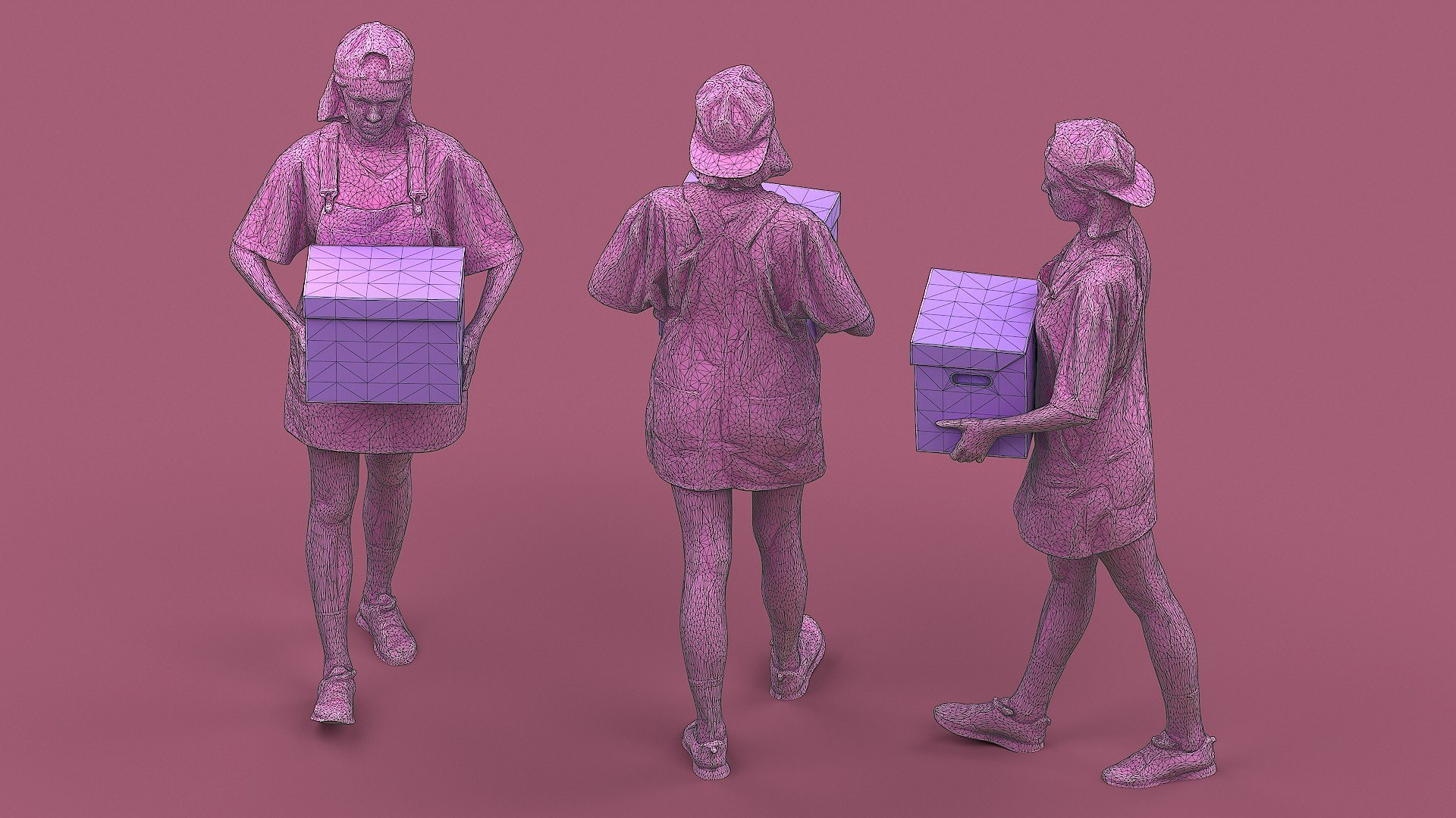 3D Girl With Box - TurboSquid 1852079