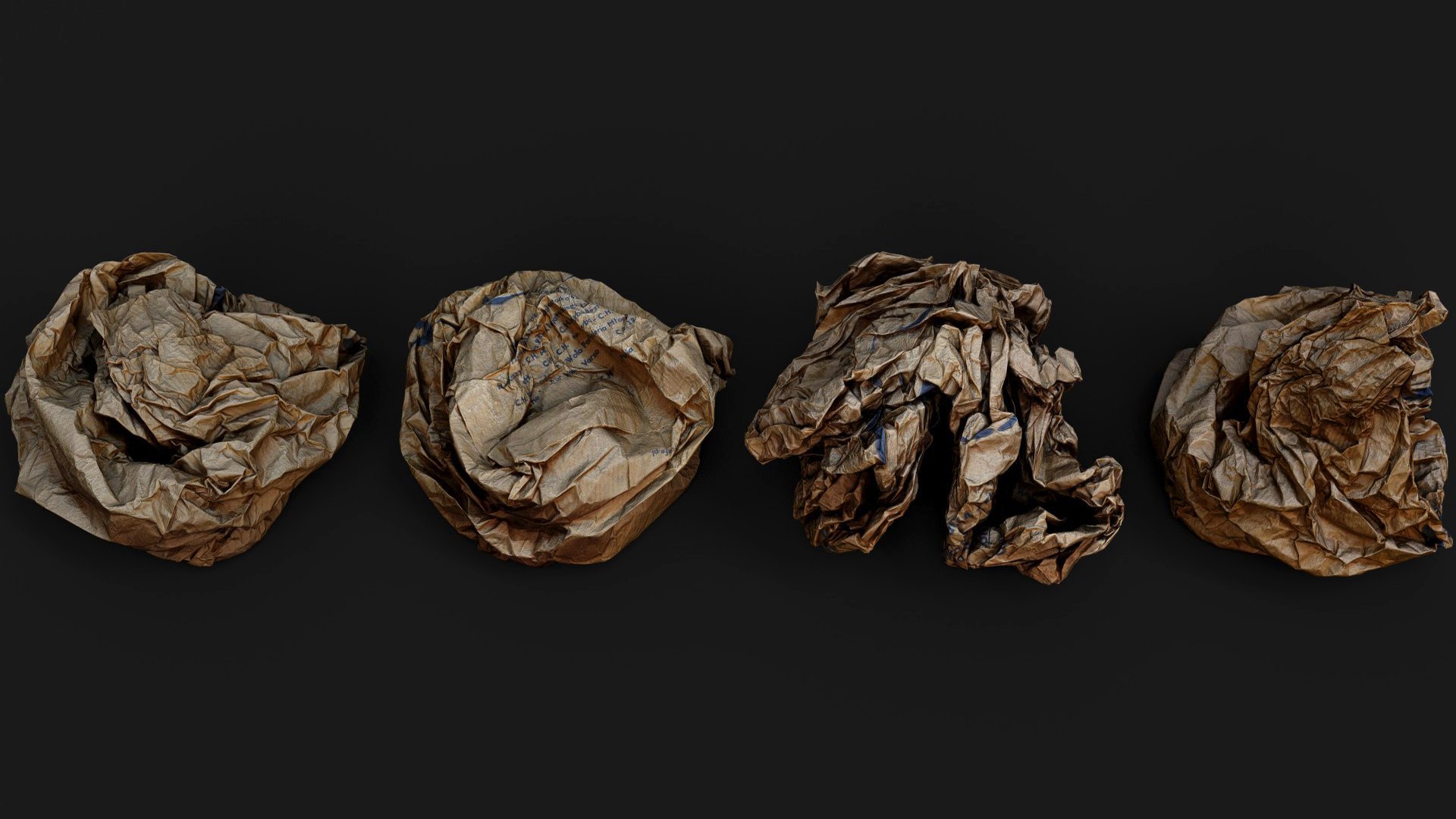 3D Model Crumpled Paper Trash Paperbags Set2 PBR Photogrammetry ...