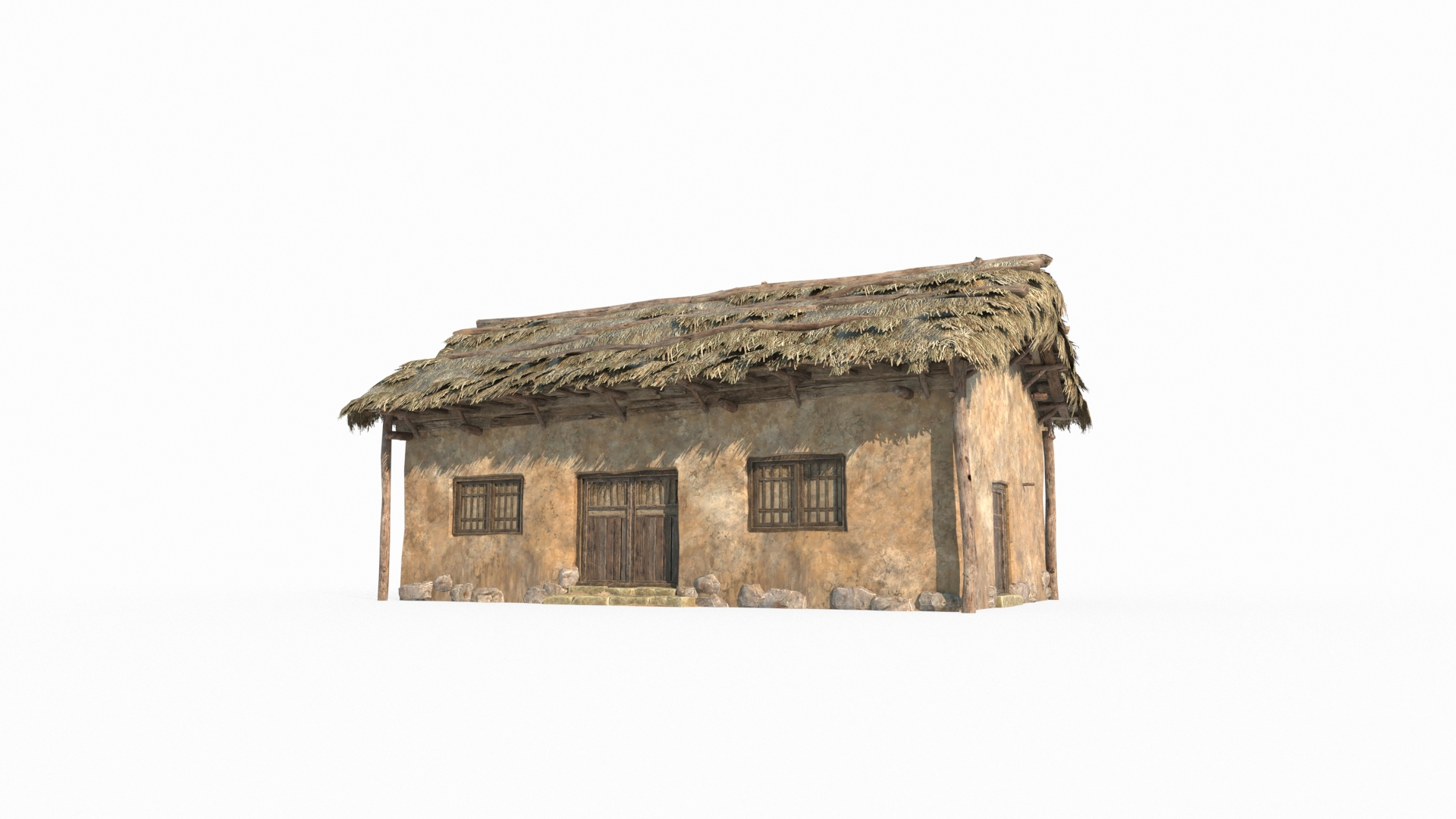 Asian Ancient Architecture Thatched Cottage 3D - TurboSquid 2356762
