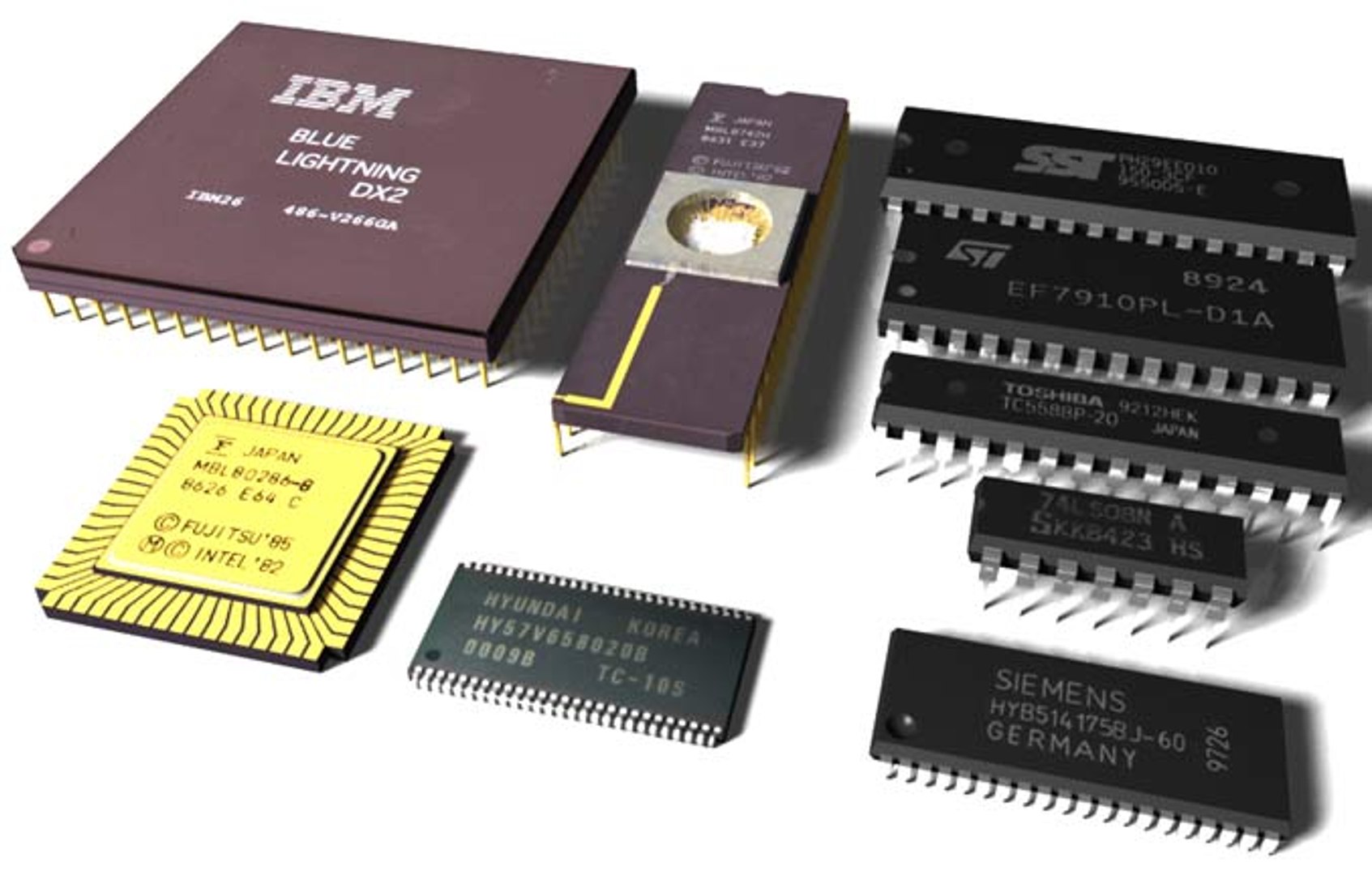 Computer Chips Cpus Ram 3d Model