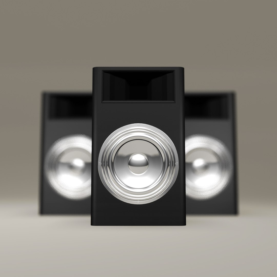 Black Subwoofer Chrome Speakers Obj