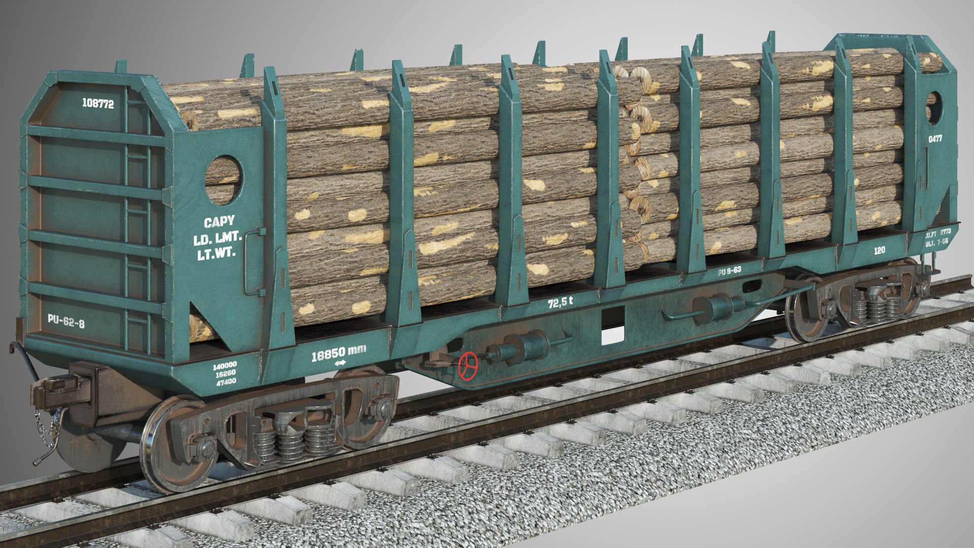 3D model logging car blue - TurboSquid 1438819