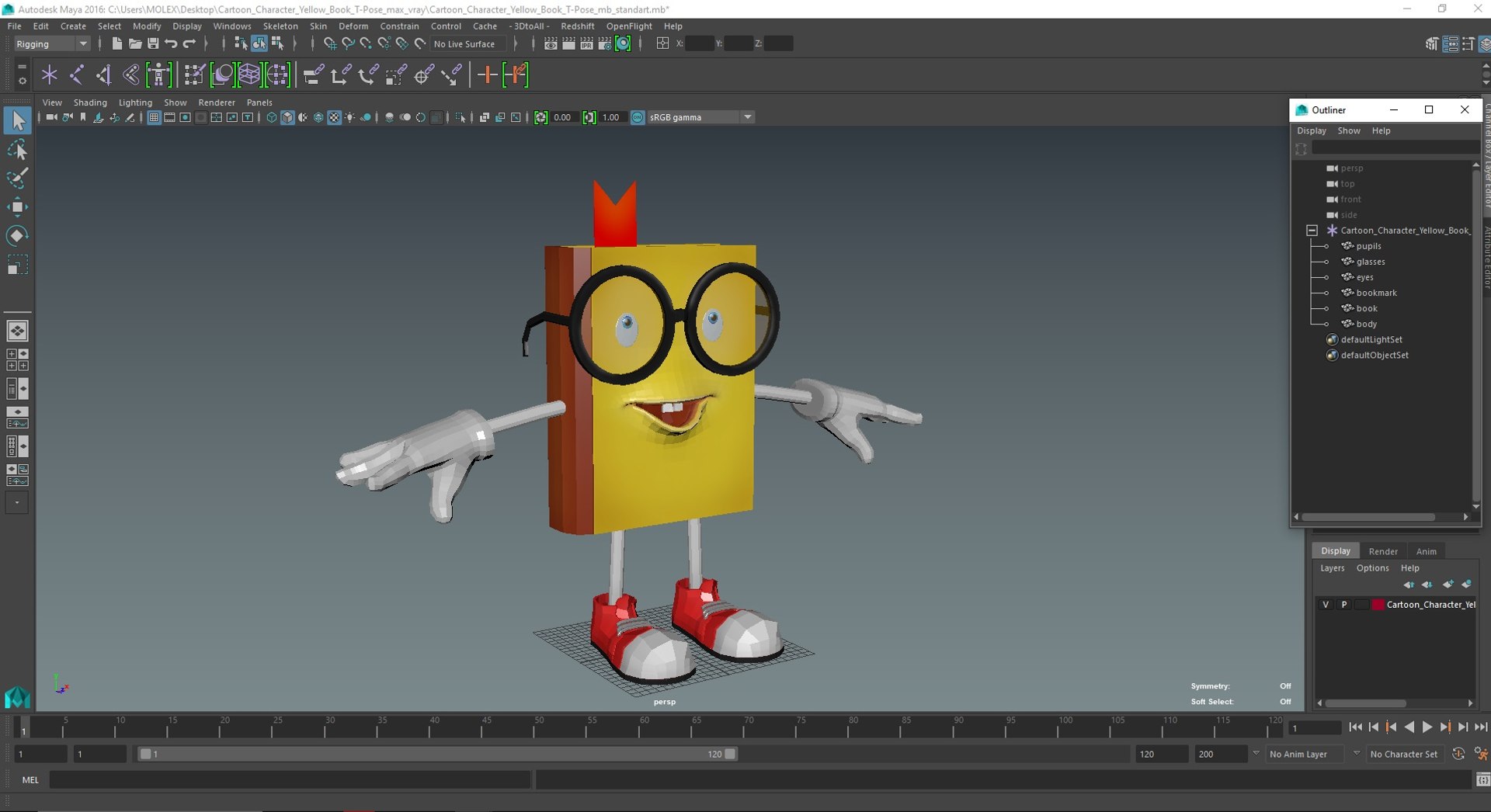 Cartoon Character Yellow Book T-Pose 3D - TurboSquid 2136704