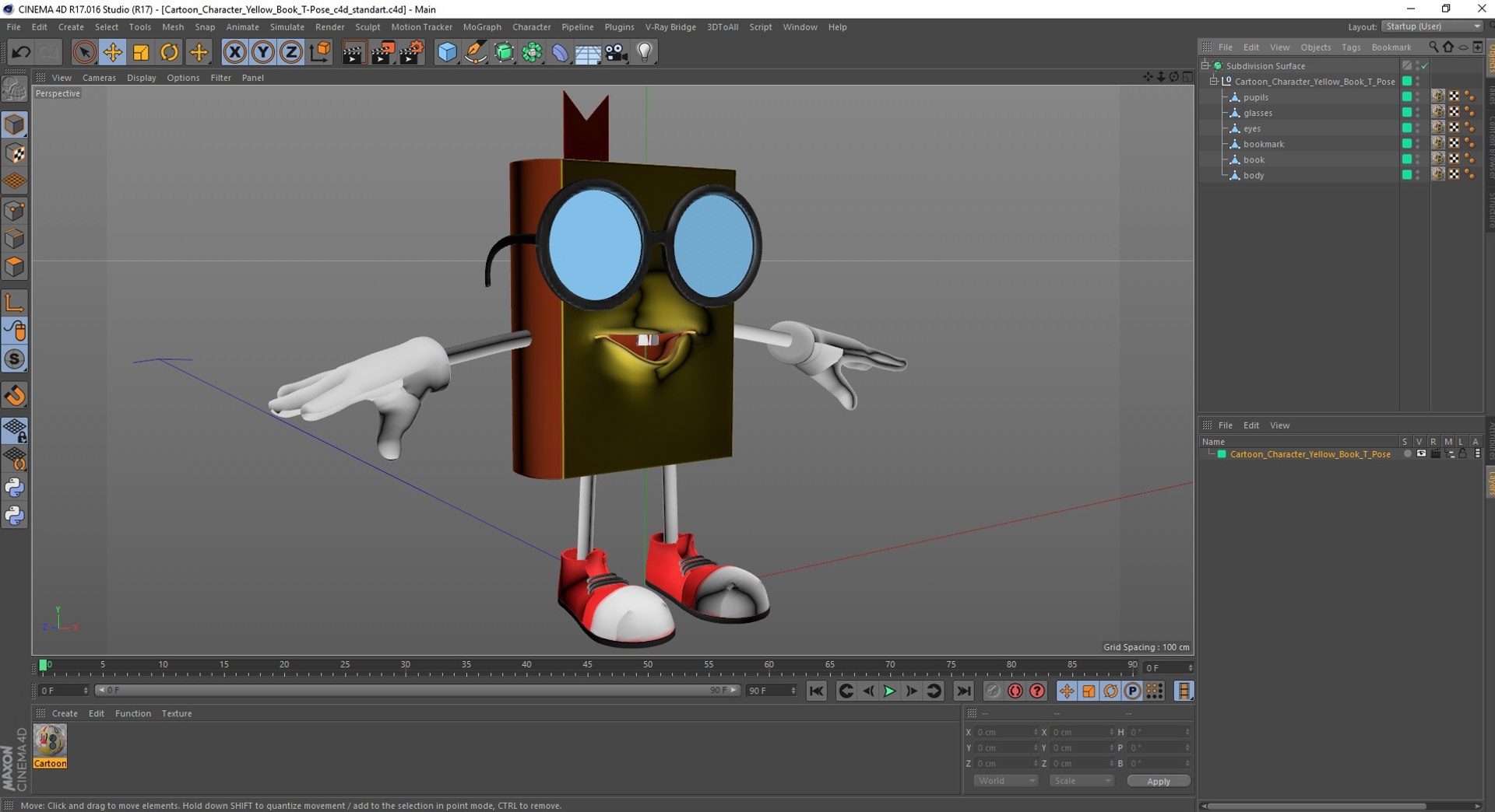 Cartoon Character Yellow Book T-Pose 3D - TurboSquid 2136704