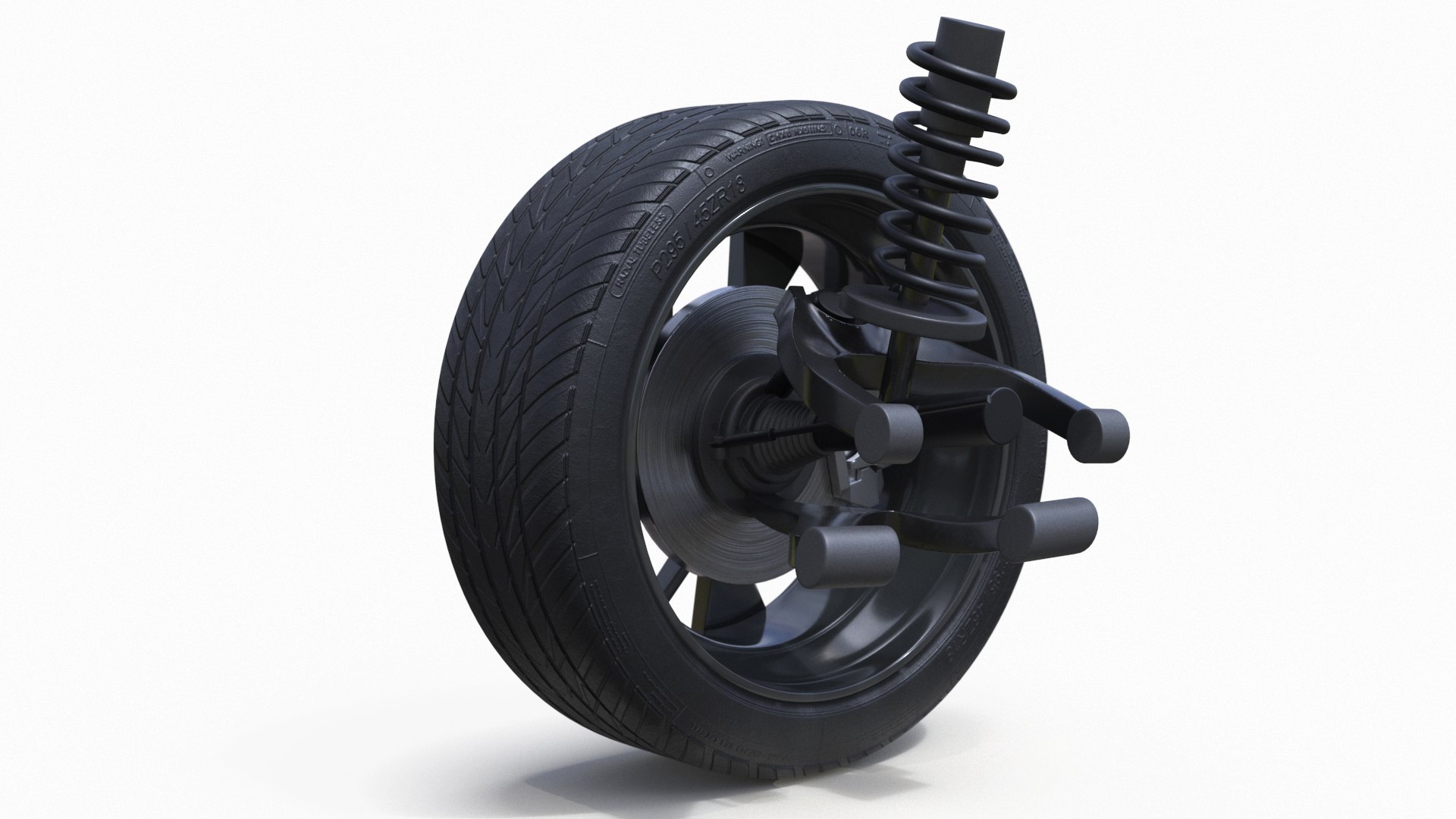 Car Tire With Brake Disc And Shock Absorber 3D Model - TurboSquid 2383213