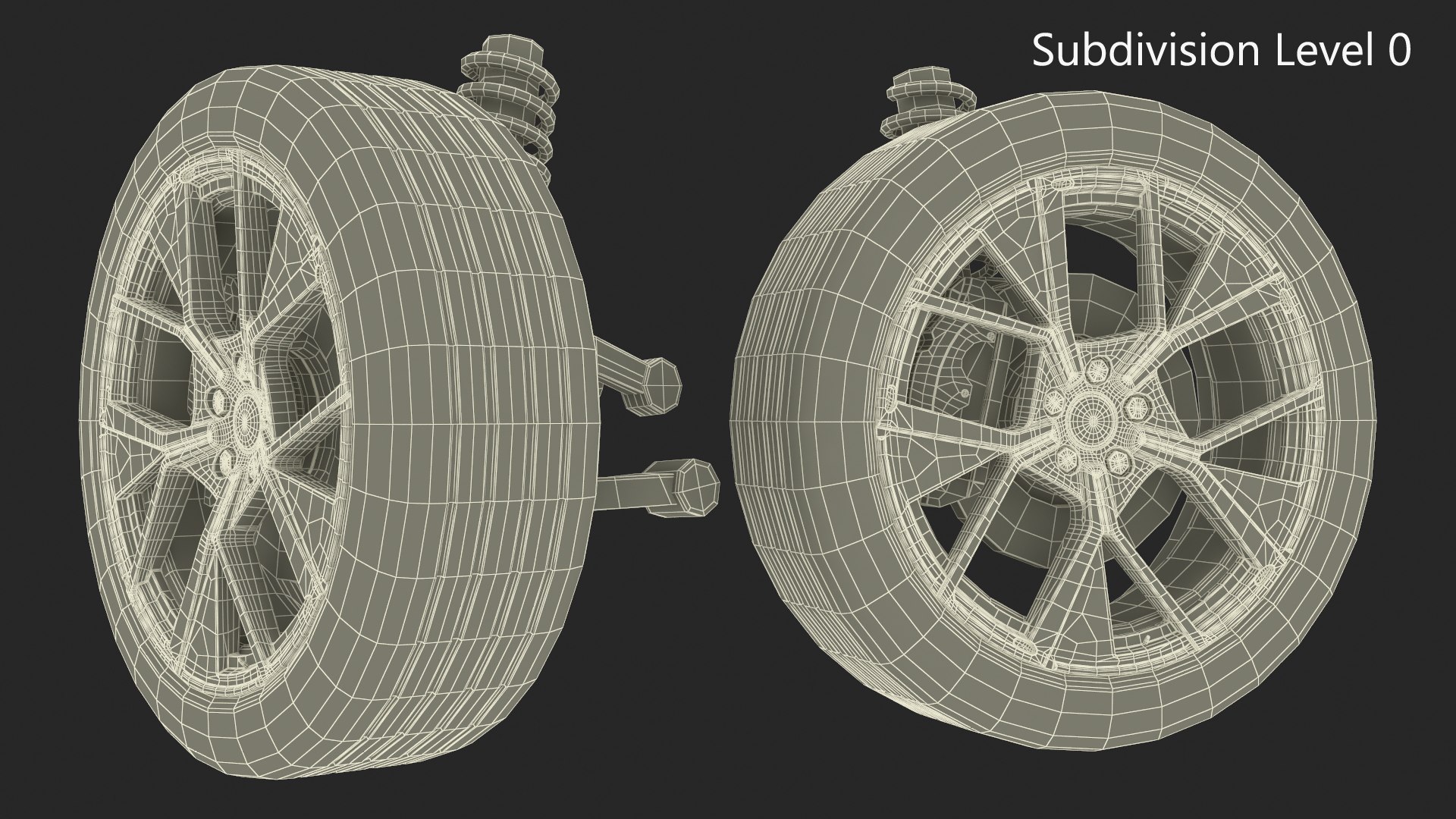 Car Tire With Brake Disc And Shock Absorber 3D Model - TurboSquid 2383213