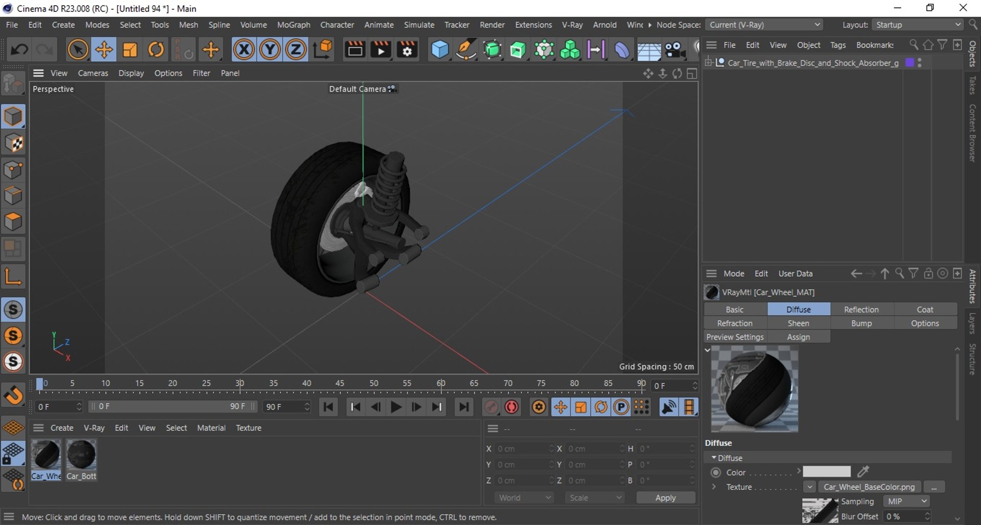 Car Tire With Brake Disc And Shock Absorber 3D Model - TurboSquid 2383213