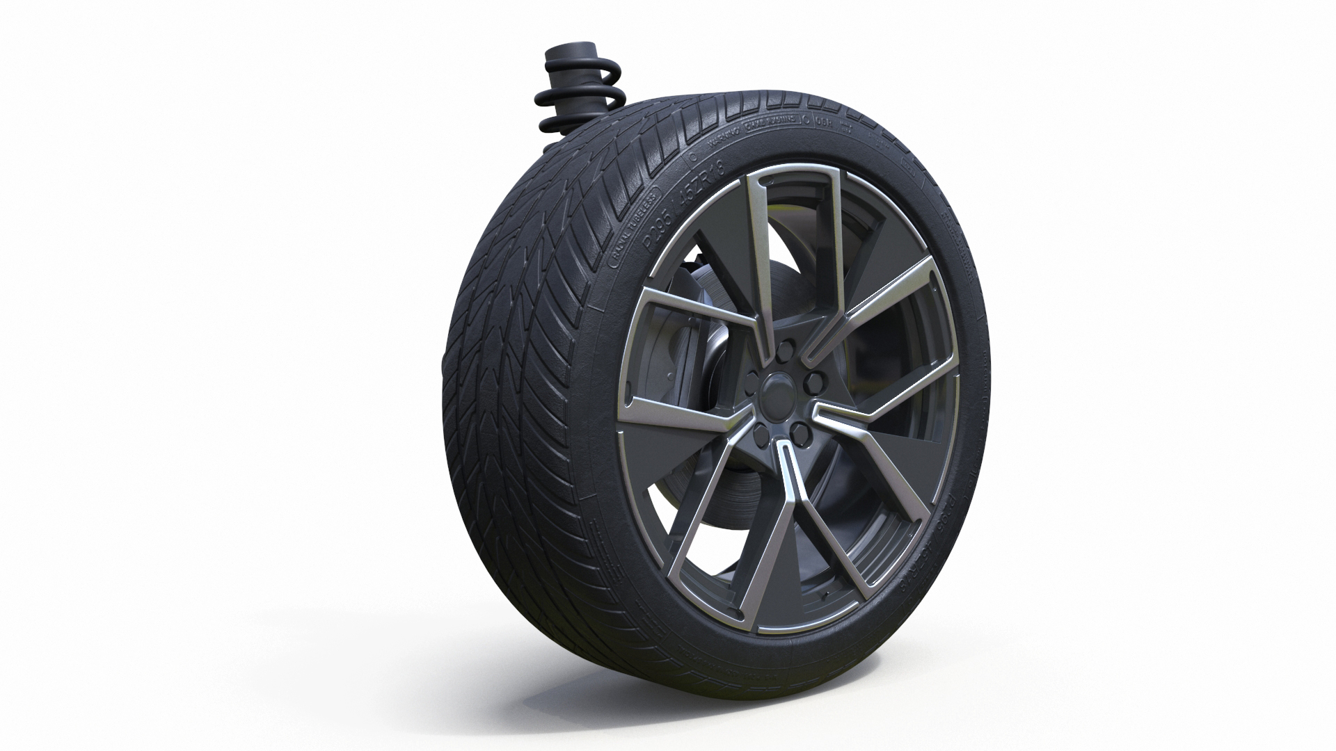 Car Tire With Brake Disc And Shock Absorber 3D Model - TurboSquid 2383213