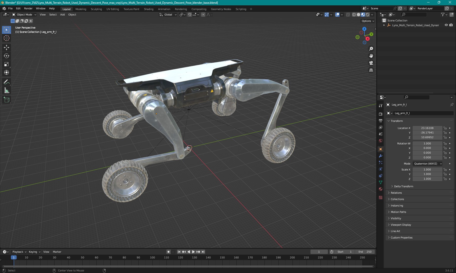 Lynx Multi Terrain Robot Used Dynamic Descent Pose 3D Model ...