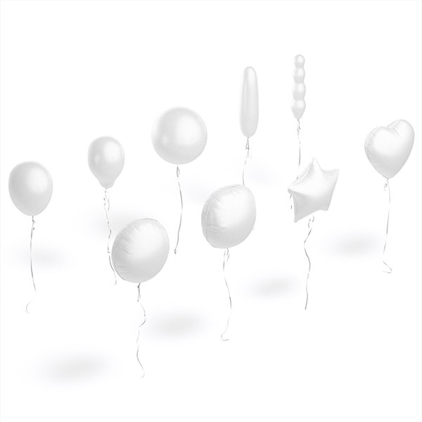modelo 3d White Helium Balloons Set - foil gift balloon shapes ...